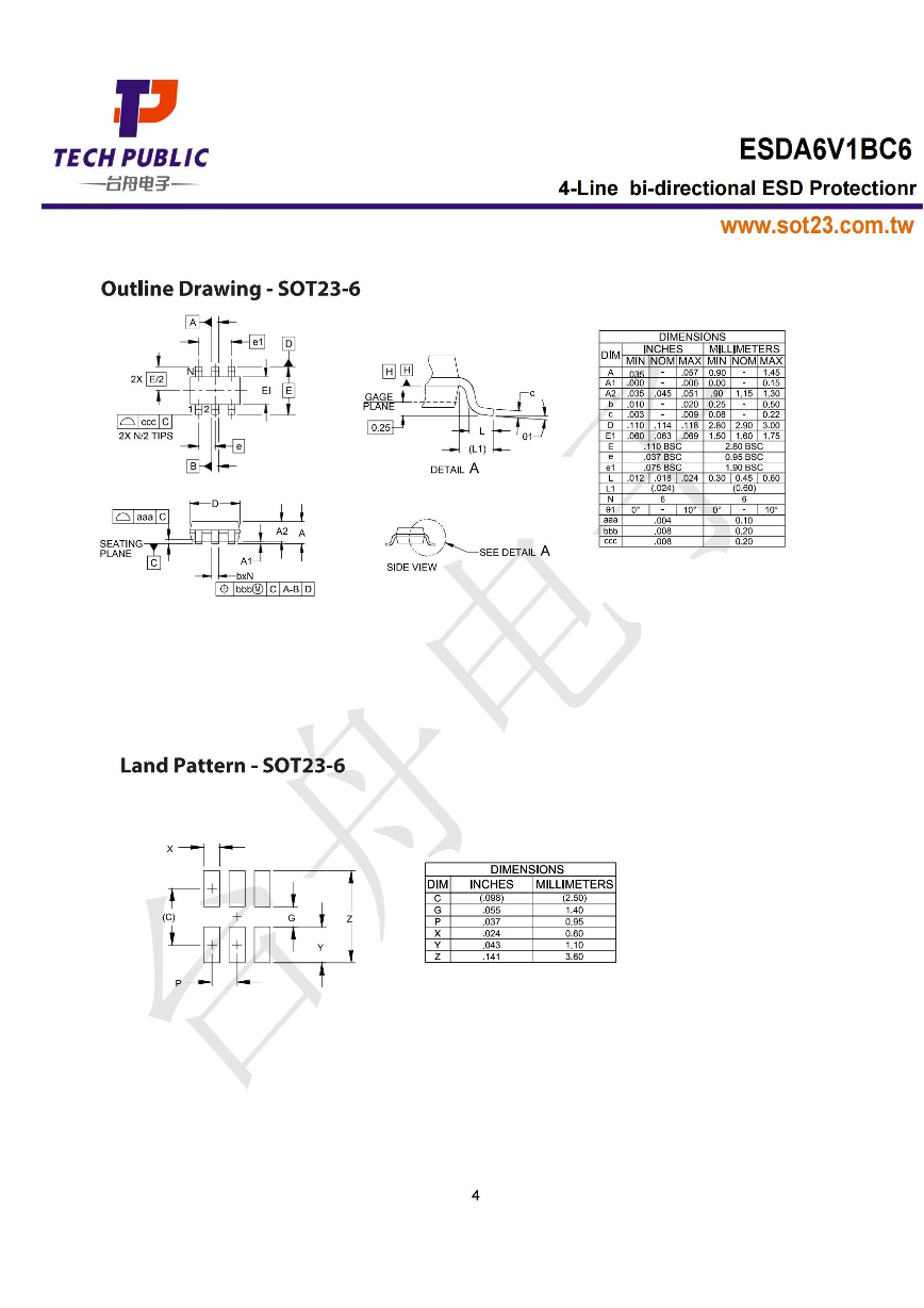 ESDA6V1BC6_（TECH PUBLIC(台舟)）ESDA6V1BC6中文资料_价格_PDF手册-立创电子商城