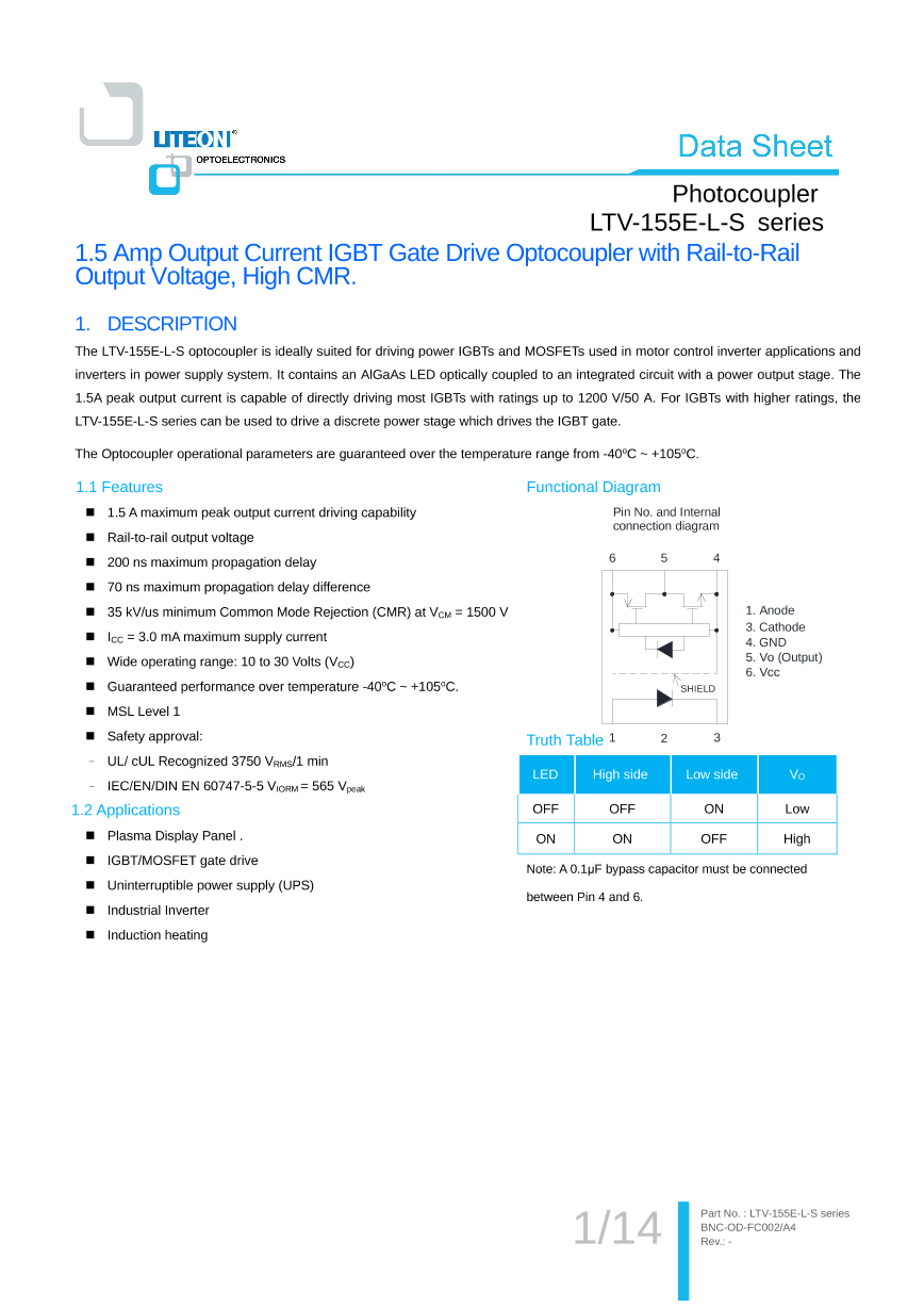 LTV-155E-L-S_（LITEON(光宝)）LTV-155E-L-S中文资料_价格_PDF手册-立创电子商城