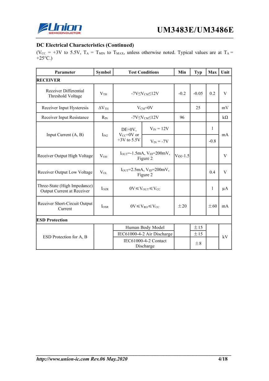 UM3483EESA_（Union(英联)）UM3483EESA中文资料_价格_PDF手册-立创电子商城