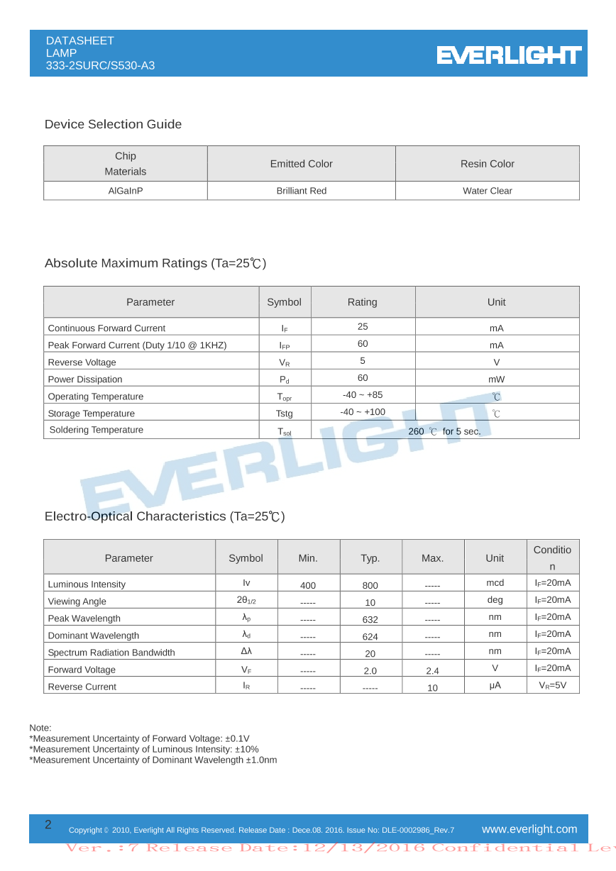 333-2SURC/S530-A3_（EVERLIGHT(亿光)）333-2SURC/S530-A3中文资料_价格_PDF手册-立创电子商城