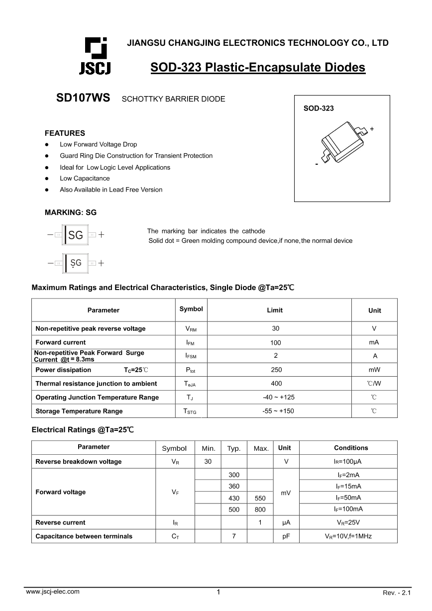 SD107WS_（CJ(江苏长电/长晶)）SD107WS中文资料_价格_PDF手册-立创电子商城