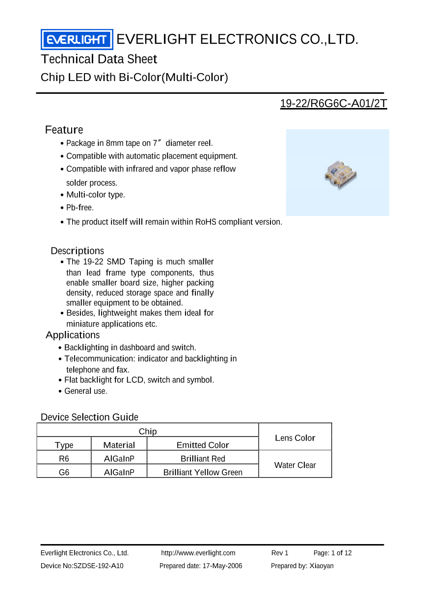 19-22/R6G6C-A01/2T_（EVERLIGHT(亿光)）19-22/R6G6C-A01/2T中文资料_价格_PDF手册-立创电子商城