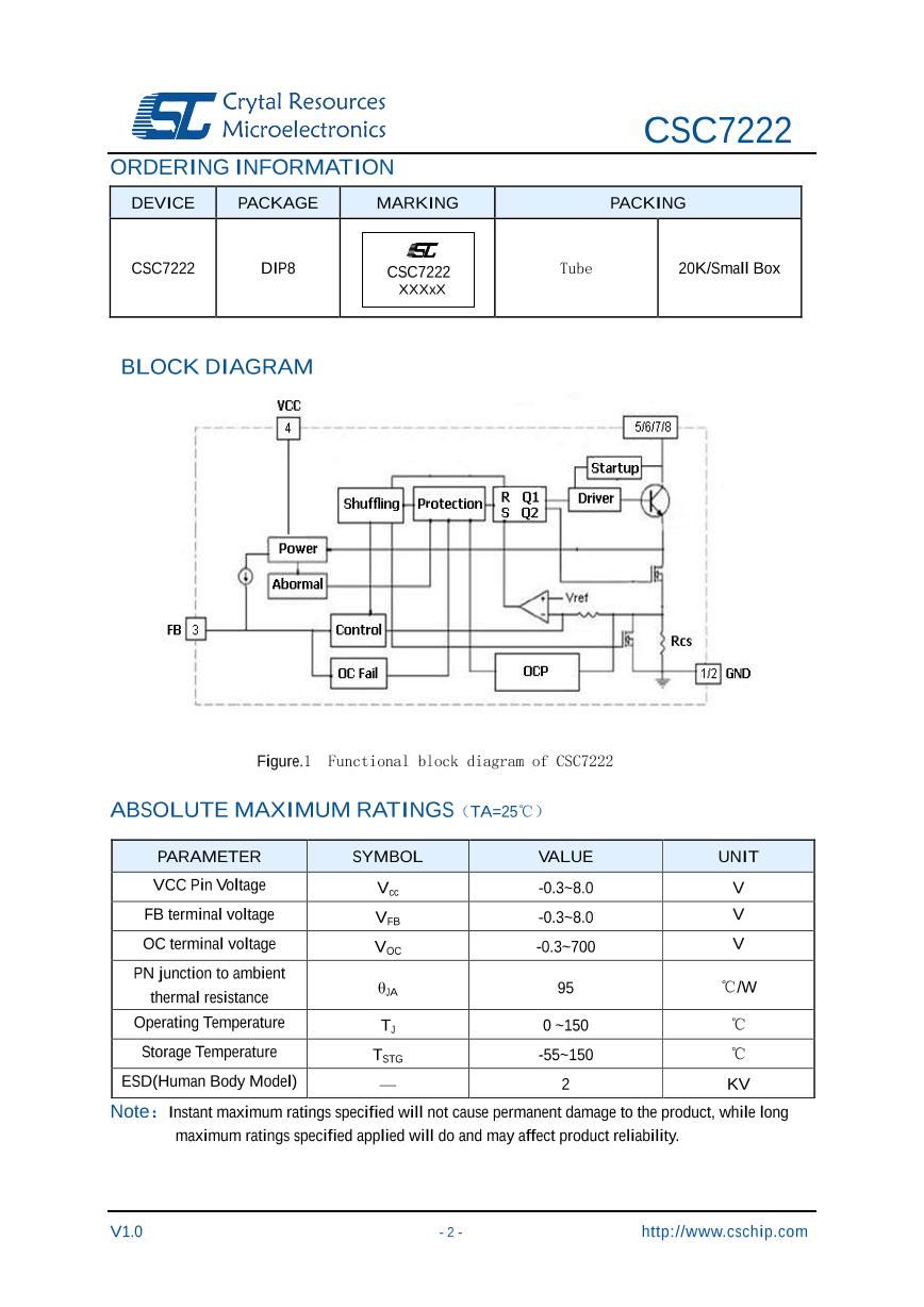 CSC7222_（cschip(晶源微)）CSC7222中文资料_价格_PDF手册-立创电子商城
