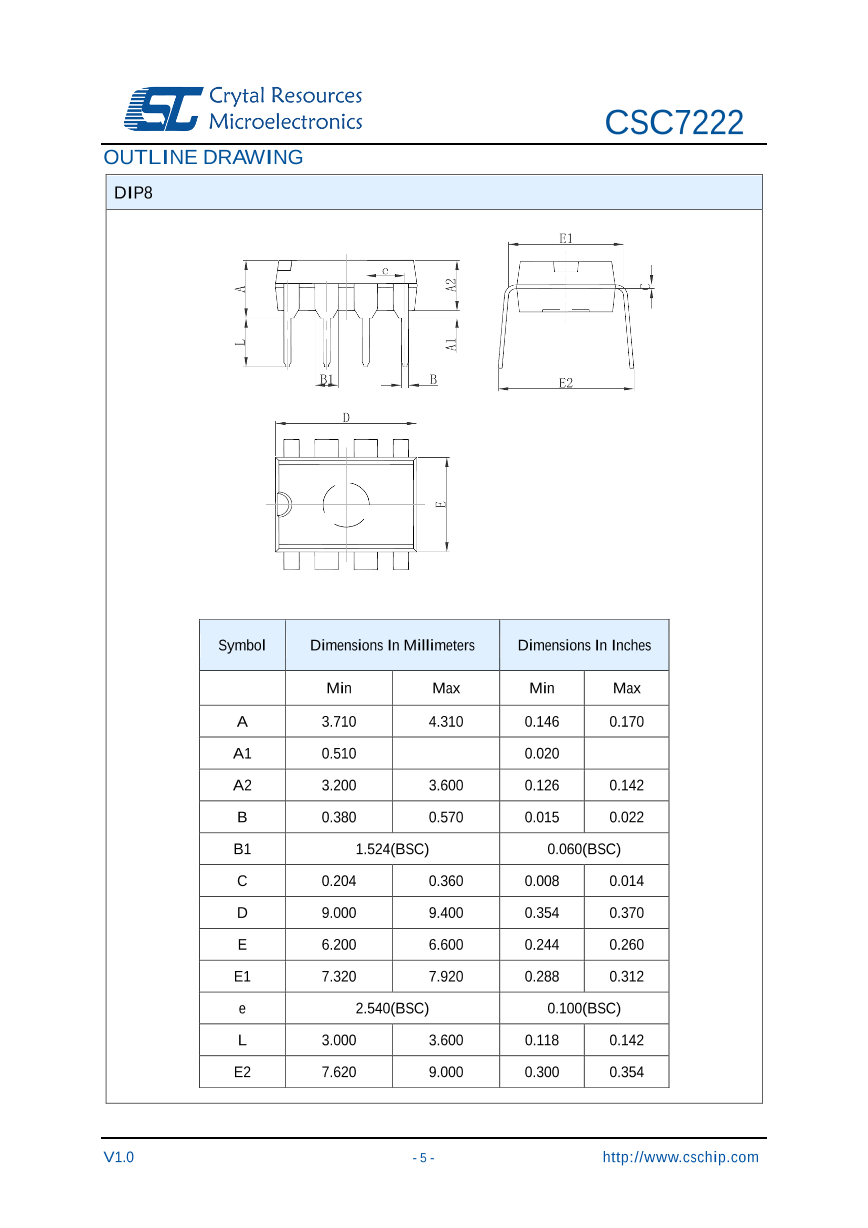 CSC7222_（cschip(晶源微)）CSC7222中文资料_价格_PDF手册-立创电子商城