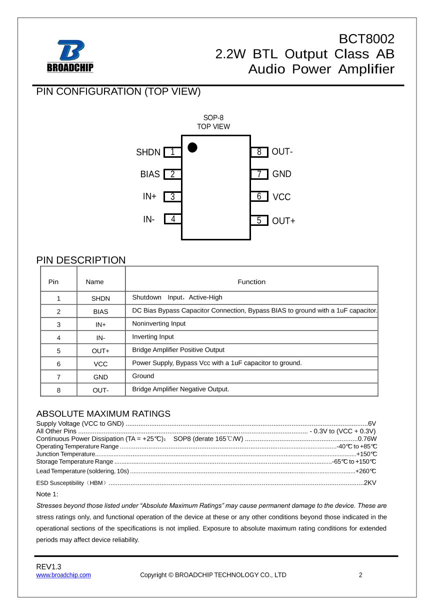 BCT8002EOA-TR_（BROADCHIP(广芯电子)）BCT8002EOA-TR中文资料_价格_PDF手册-立创电子商城