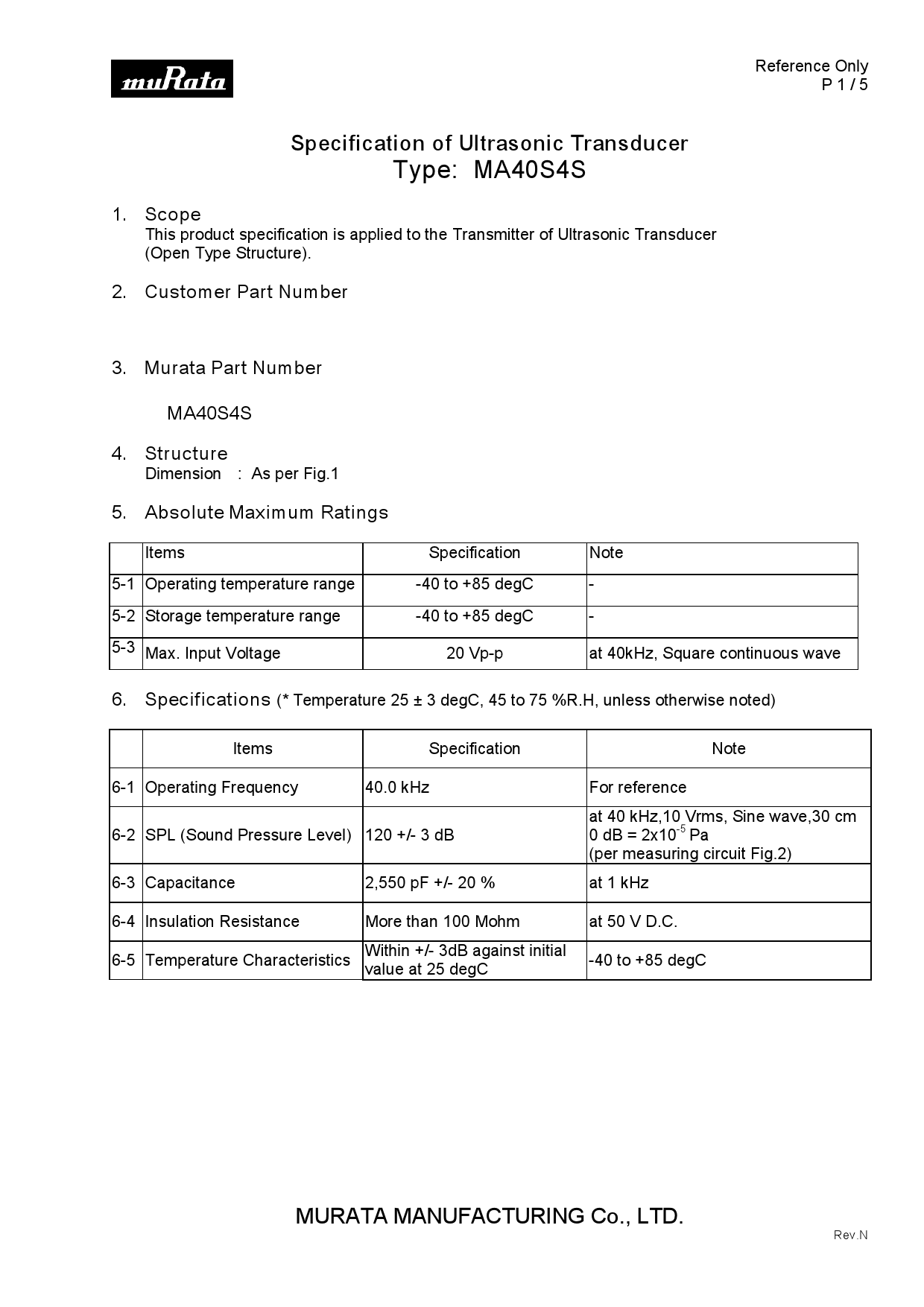 MA40S4S_（muRata(村田)）MA40S4S中文资料_价格_PDF手册-立创电子商城