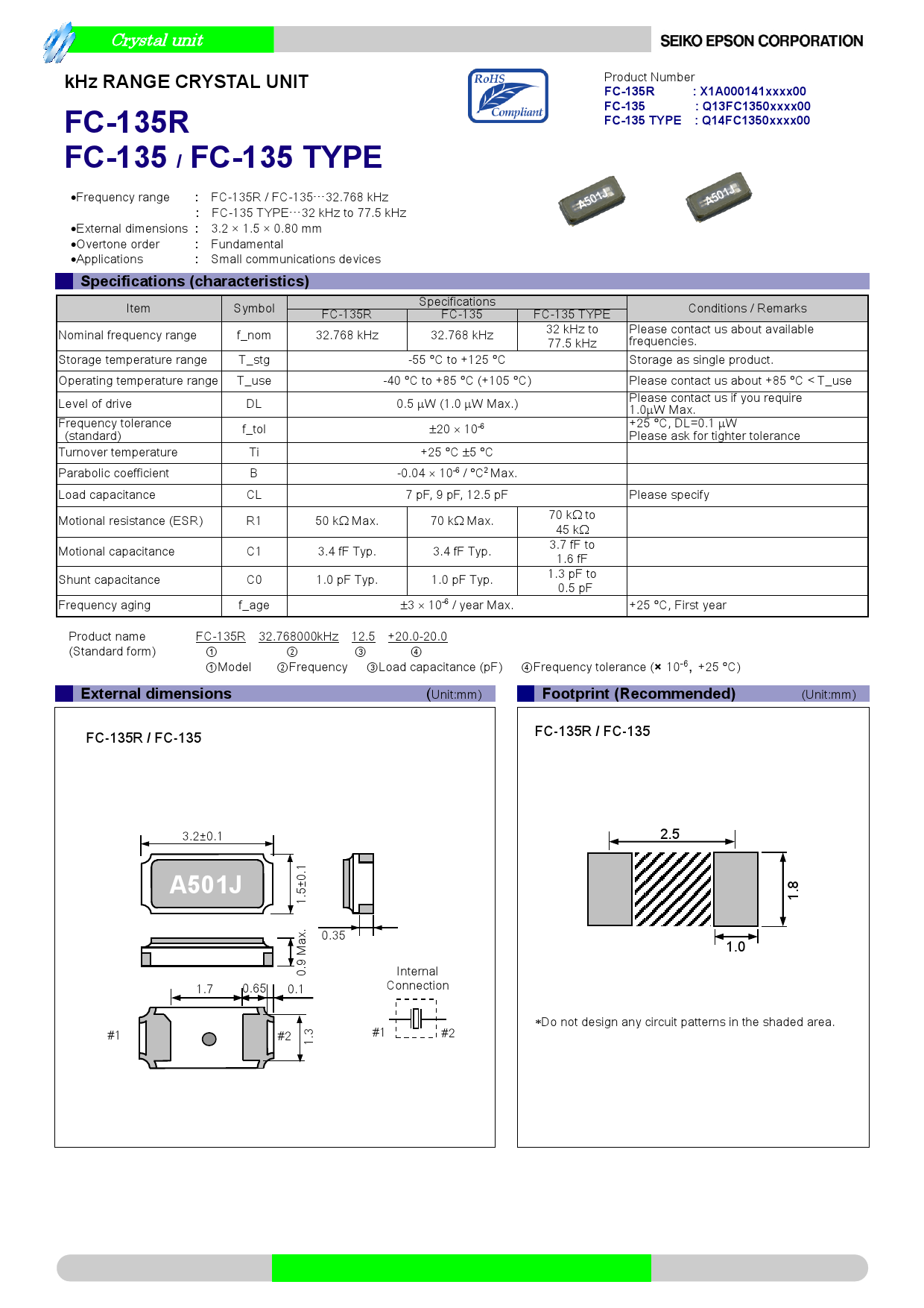 FC-135 32.7680KA-A_（EPSON(爱普生)）FC-135 32.7680KA-A中文资料_价格_PDF手册-立创电子商城