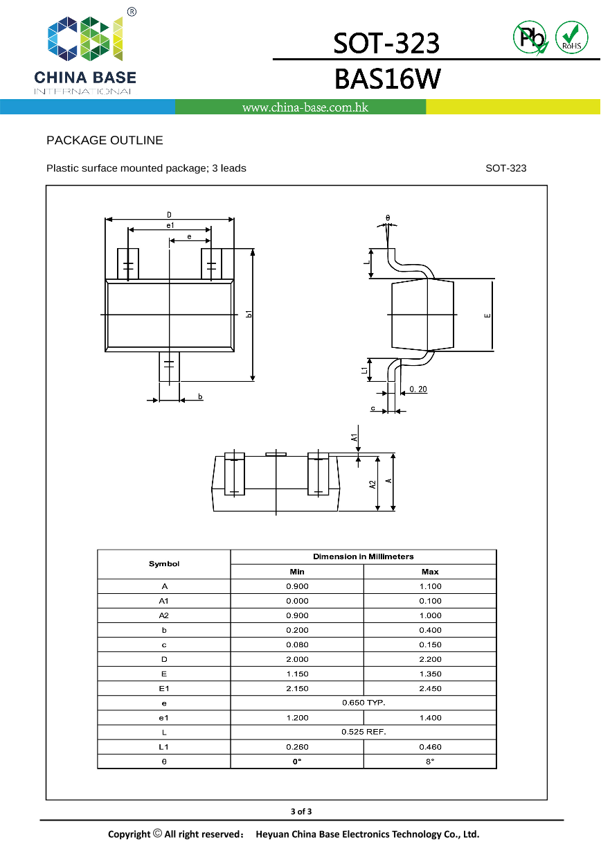 BAS16W A6_（CBI(创基)）BAS16W A6中文资料_价格_PDF手册-立创电子商城