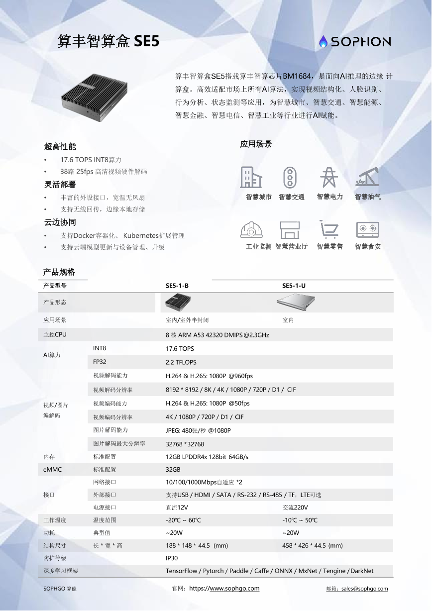 SE5-1-B_（SOPHGO(算能)）SE5-1-B中文资料_价格_PDF手册-立创电子商城