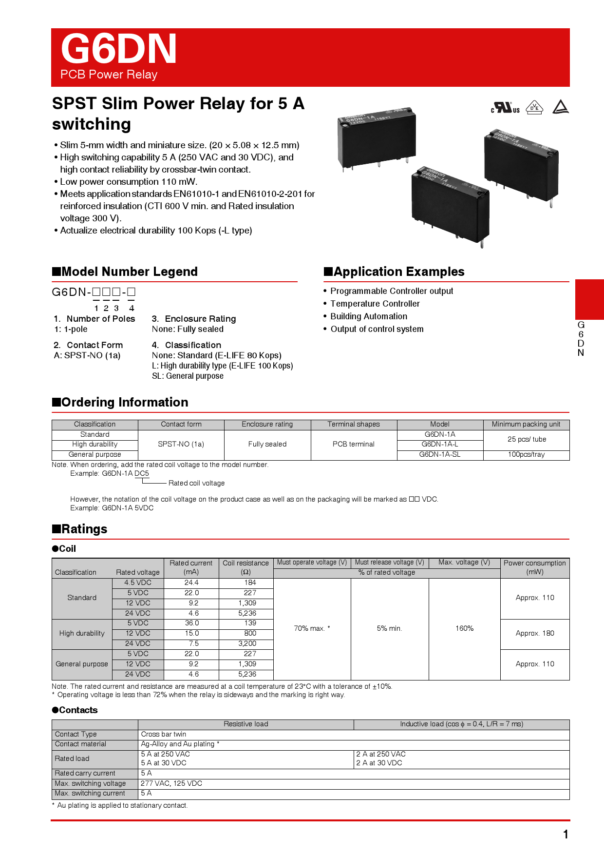 G6DN-1A-SL DC5_（OMRON(欧姆龙)）G6DN-1A-SL DC5中文资料_价格_PDF手册-立创电子商城