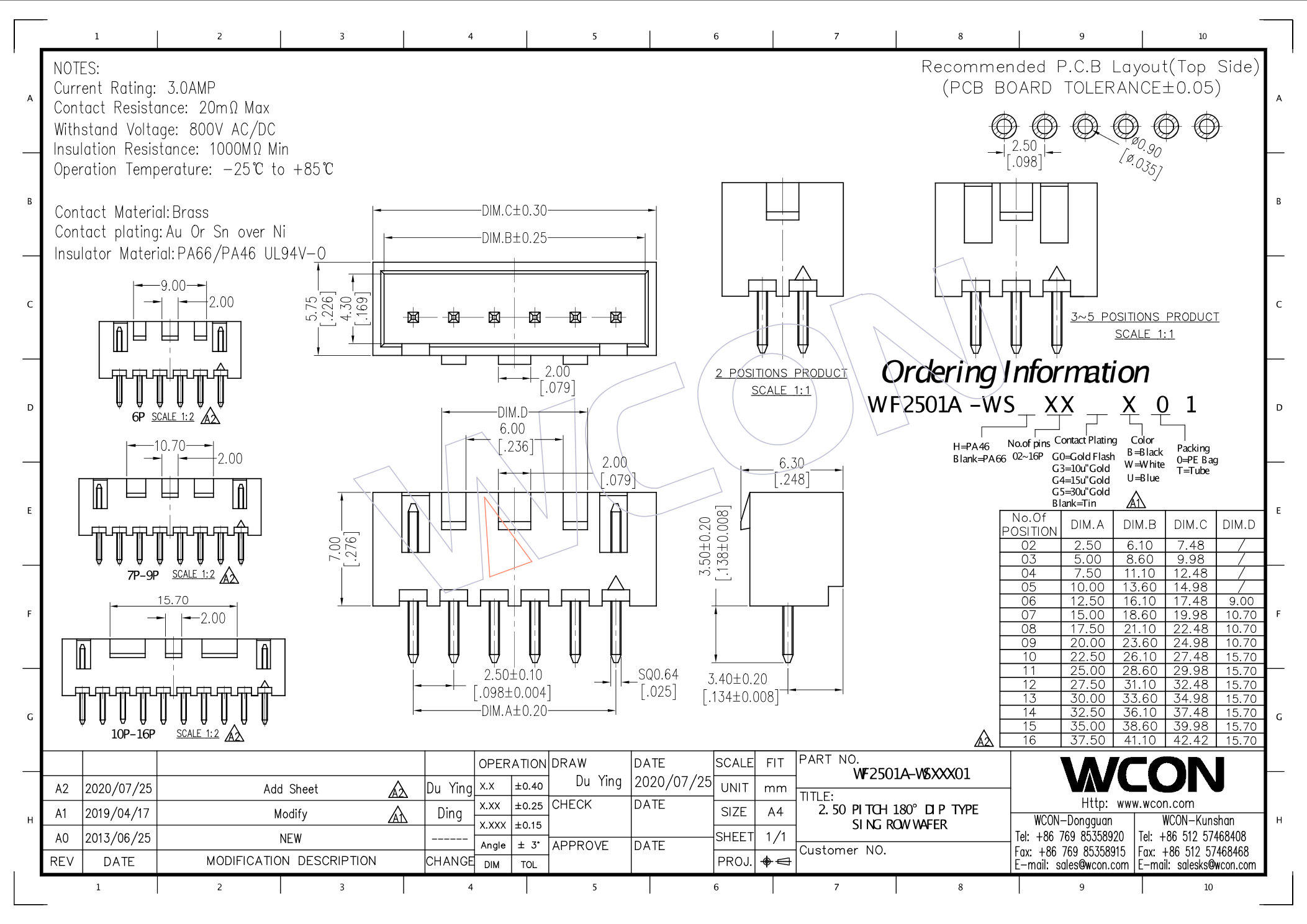 WF2501A-WSH05T01_（Wcon(维峰电子)）WF2501A-WSH05T01中文资料_价格_PDF手册-立创电子商城