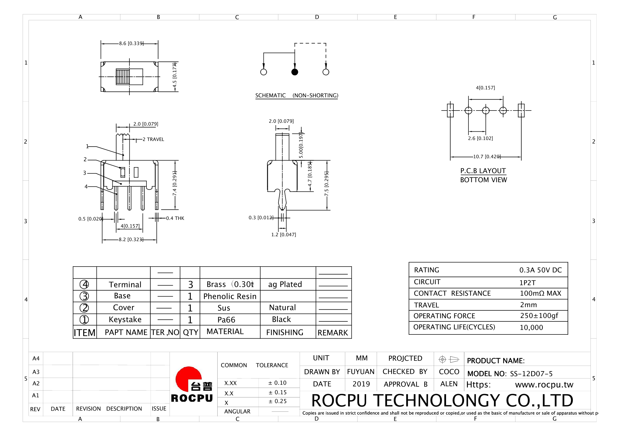 SS-12D07-5_（ROCPU Switches(台普)）SS-12D07-5中文资料_价格_PDF手册-立创电子商城