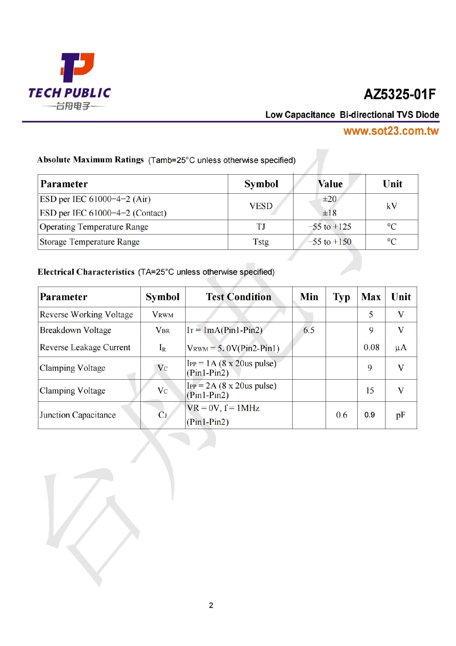 AZ5325-01F_（TECH PUBLIC(台舟)）AZ5325-01F中文资料_价格_PDF手册-立创电子商城