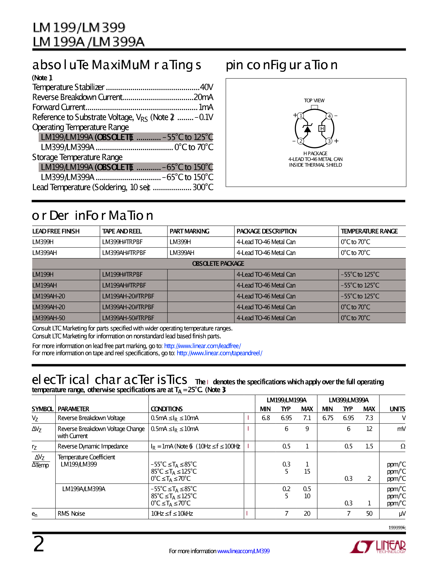 LM399AH#PBF_（ADI(亚德诺)/LINEAR(凌特)）LM399AH#PBF中文资料_价格_PDF手册-立创电子商城