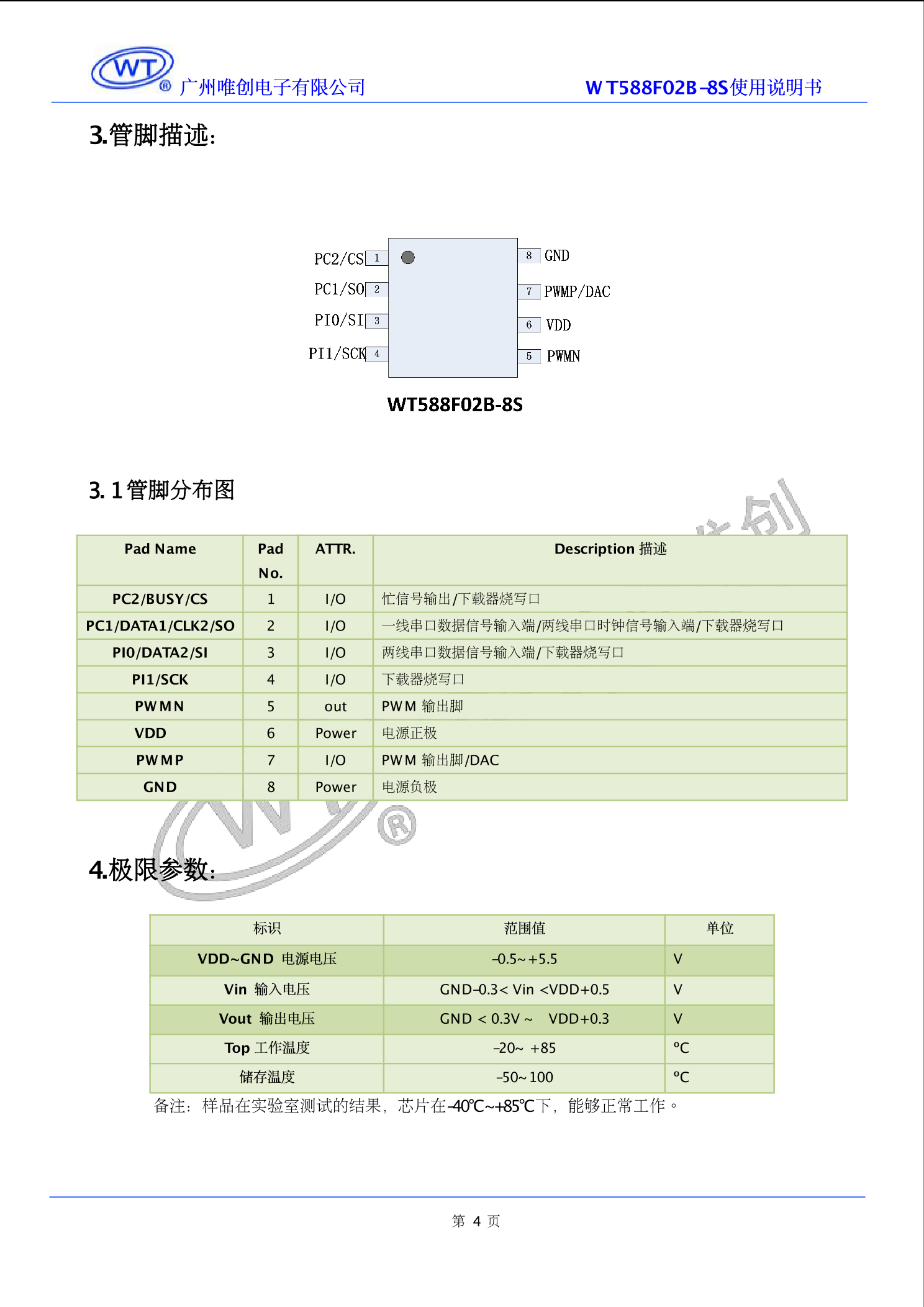 WT588F02B-8S_（WT(唯创知音)）WT588F02B-8S中文资料_价格_PDF手册-立创电子商城