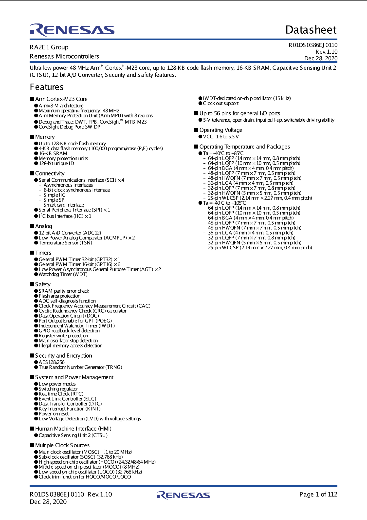 R7FA2E1A72DFL#AA0_（RENESAS(瑞萨)/IDT）R7FA2E1A72DFL#AA0中文资料_价格_PDF手册-立创电子商城
