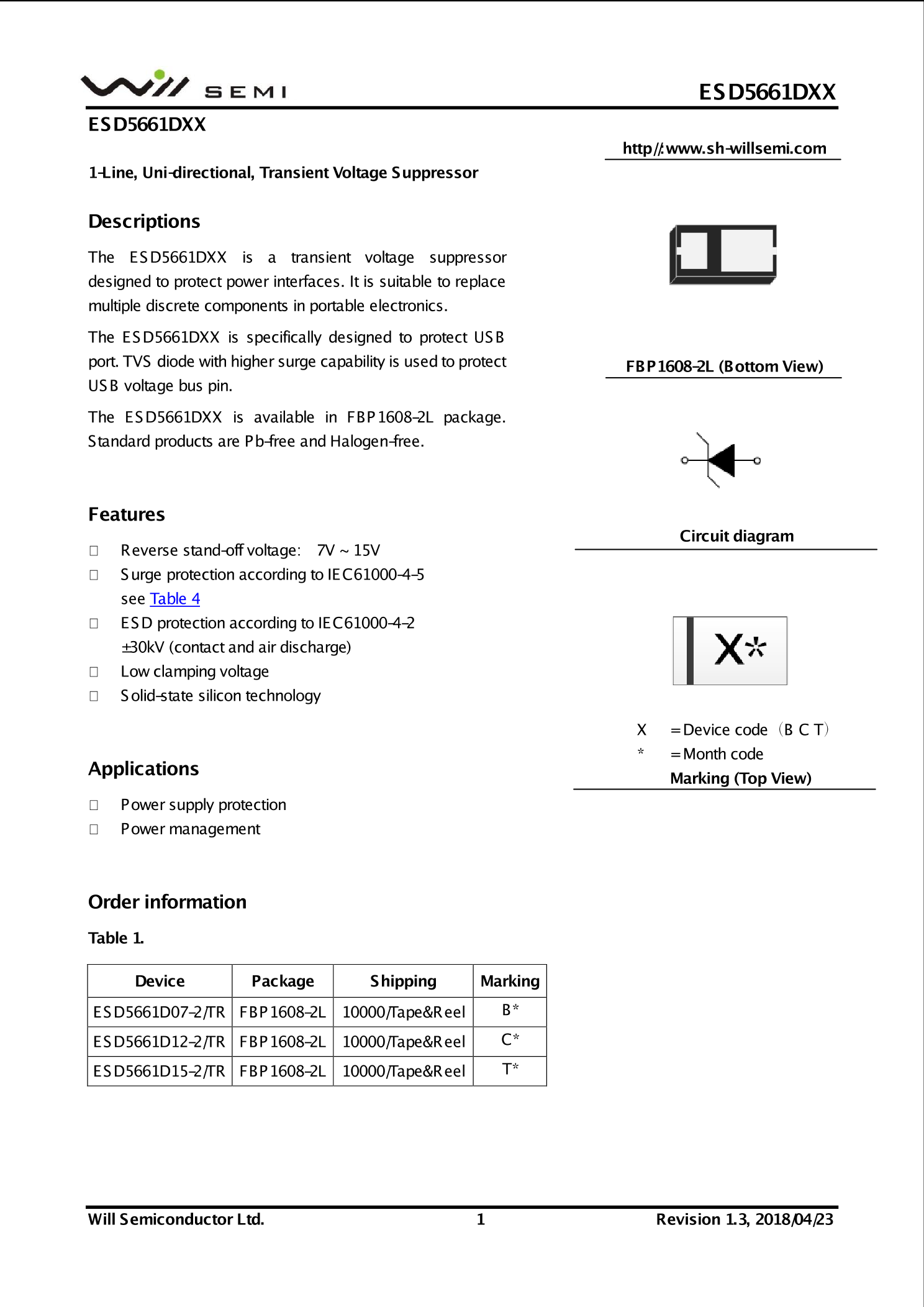 ESD5661D12-2/TR_（WILLSEMI(韦尔)）ESD5661D12-2/TR中文资料_价格_PDF手册-立创电子商城