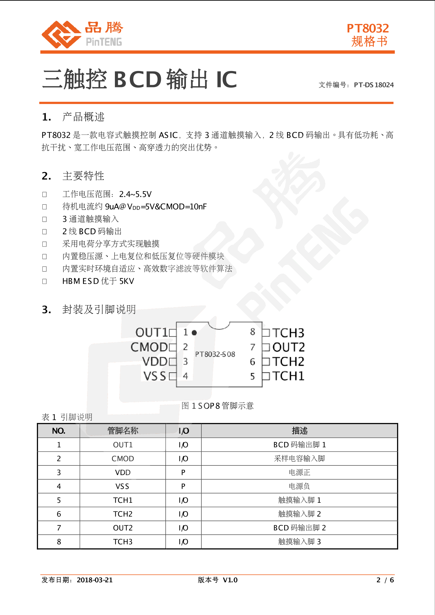 PT8032-S08_（PinTENG(品腾)）PT8032-S08中文资料_价格_PDF手册-立创电子商城