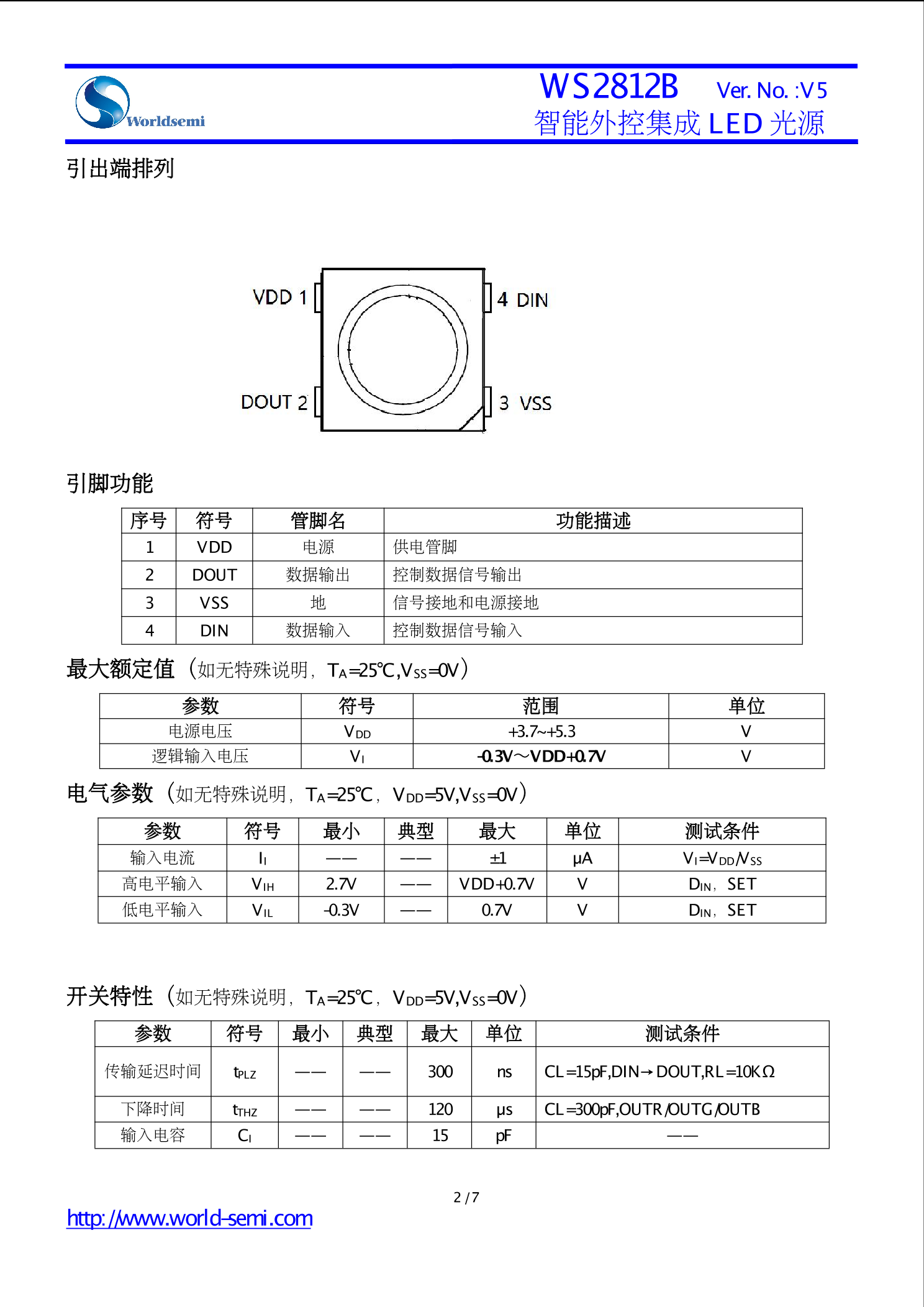 WS2812B-V5_（worldsemi）WS2812B-V5中文资料_价格_PDF手册-立创电子商城