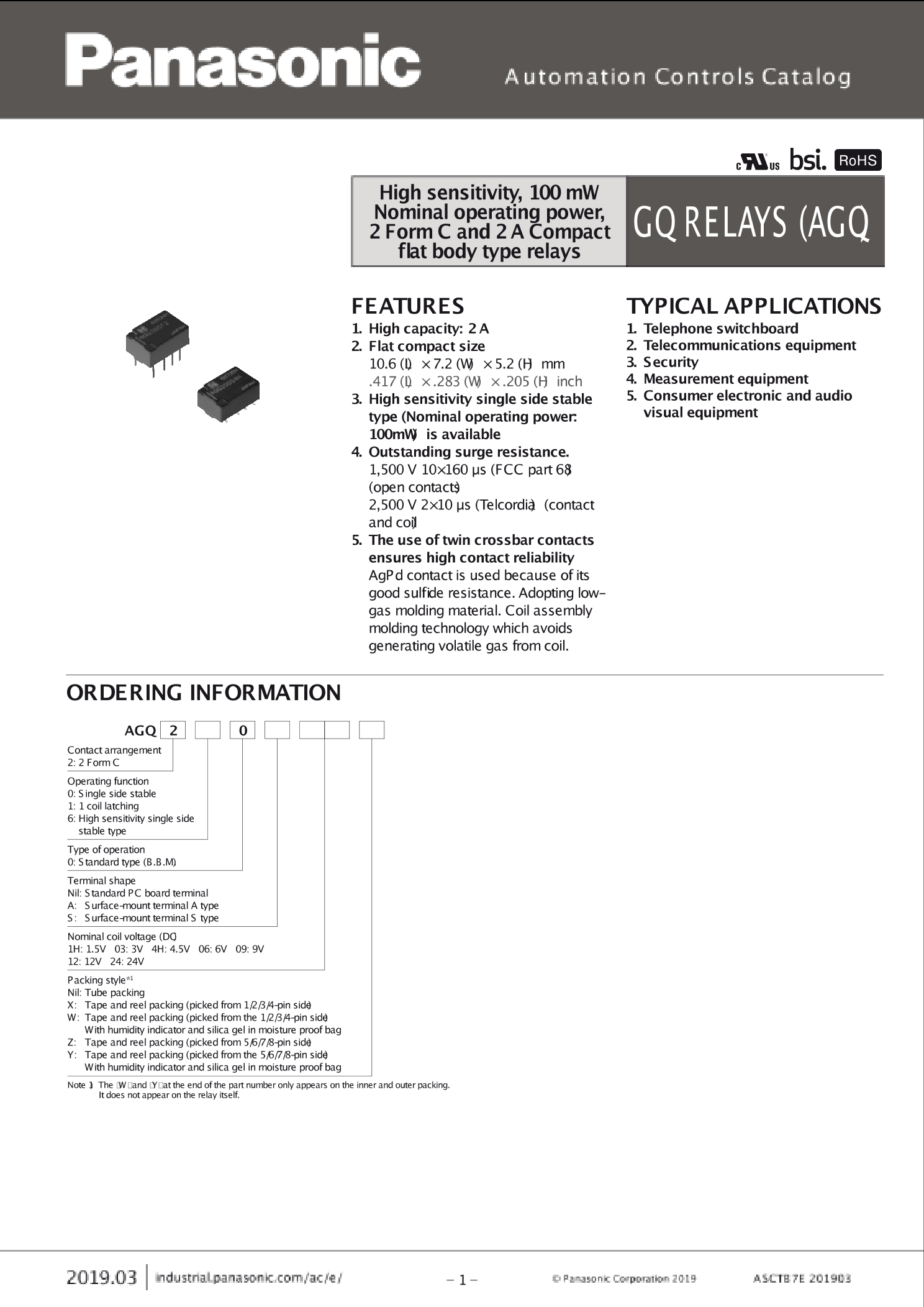 AGQ200A12_（PANASONIC(松下)）AGQ200A12中文资料_价格_PDF手册-立创电子商城