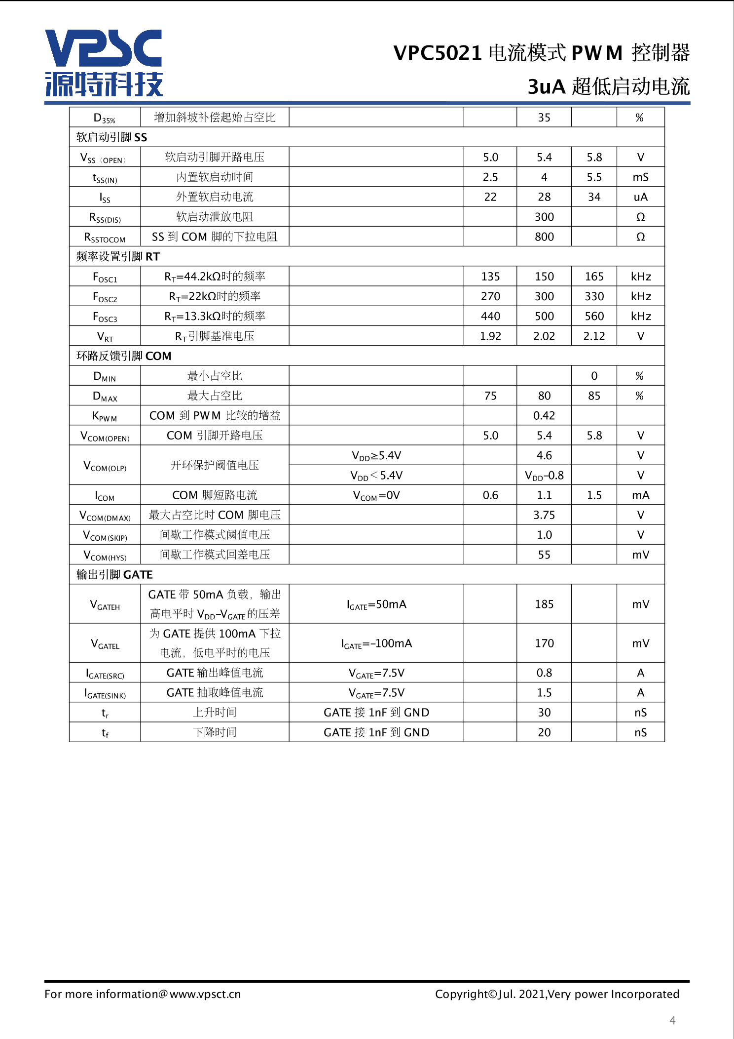 VPC5021_（VPSC(源特科技)）VPC5021中文资料_价格_PDF手册-立创电子商城