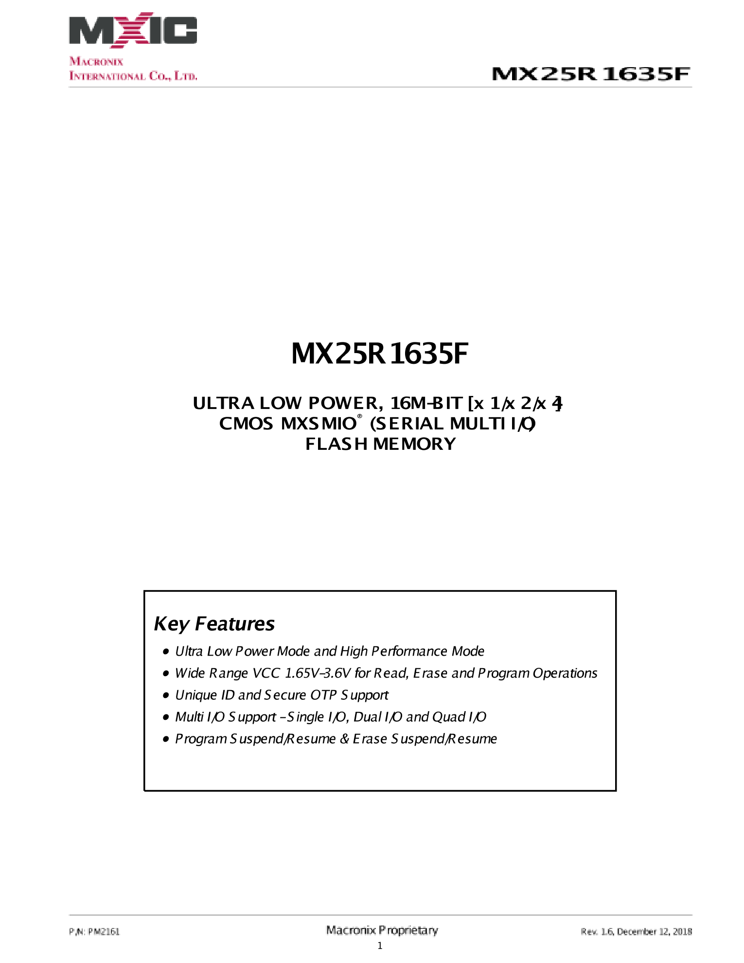 MX25R1635FM1IL0_（MXIC(旺宏电子)）MX25R1635FM1IL0中文资料_价格_PDF手册-立创电子商城