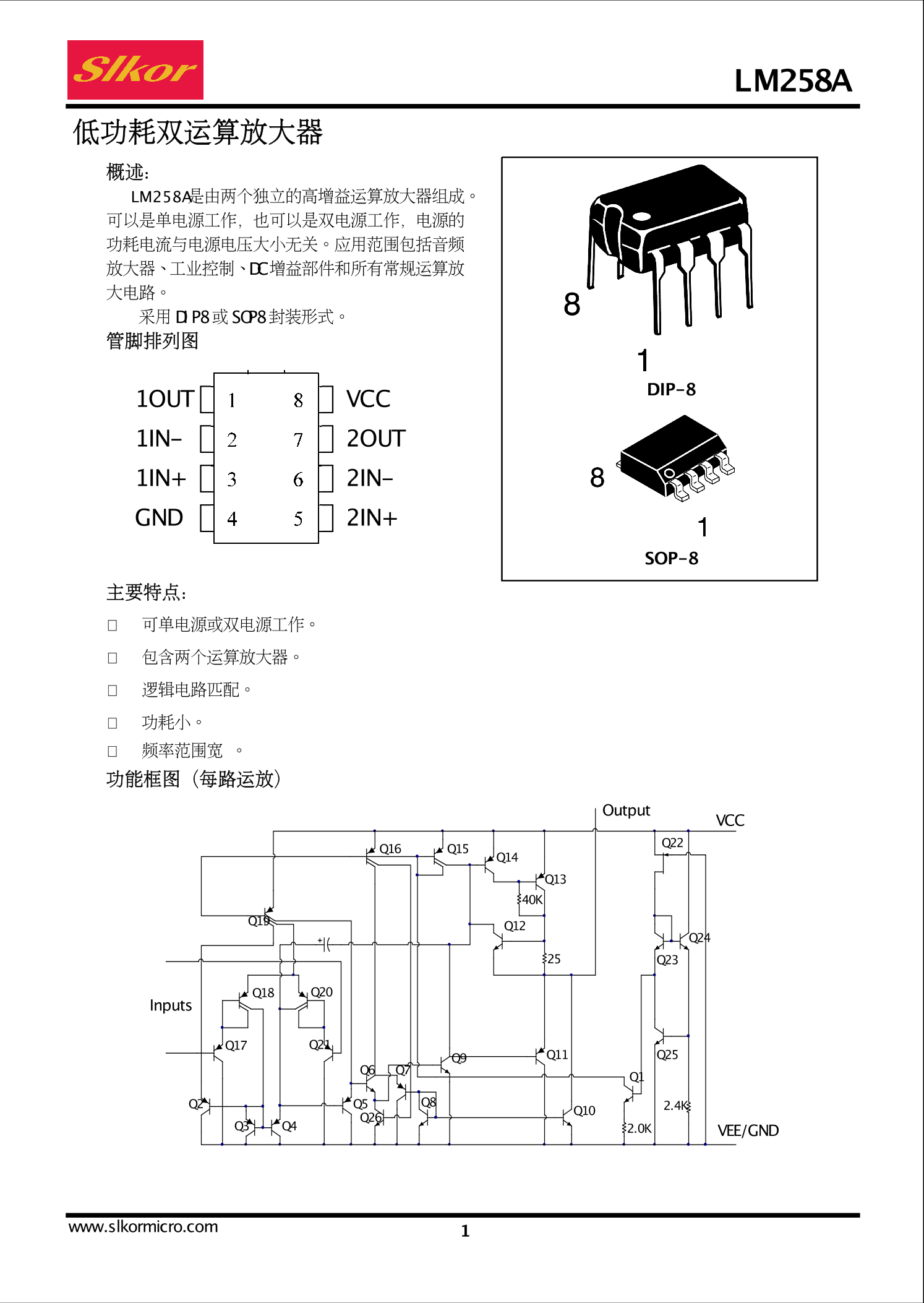 LM258A_（Slkor(萨科微)）LM258A中文资料_价格_PDF手册-立创电子商城