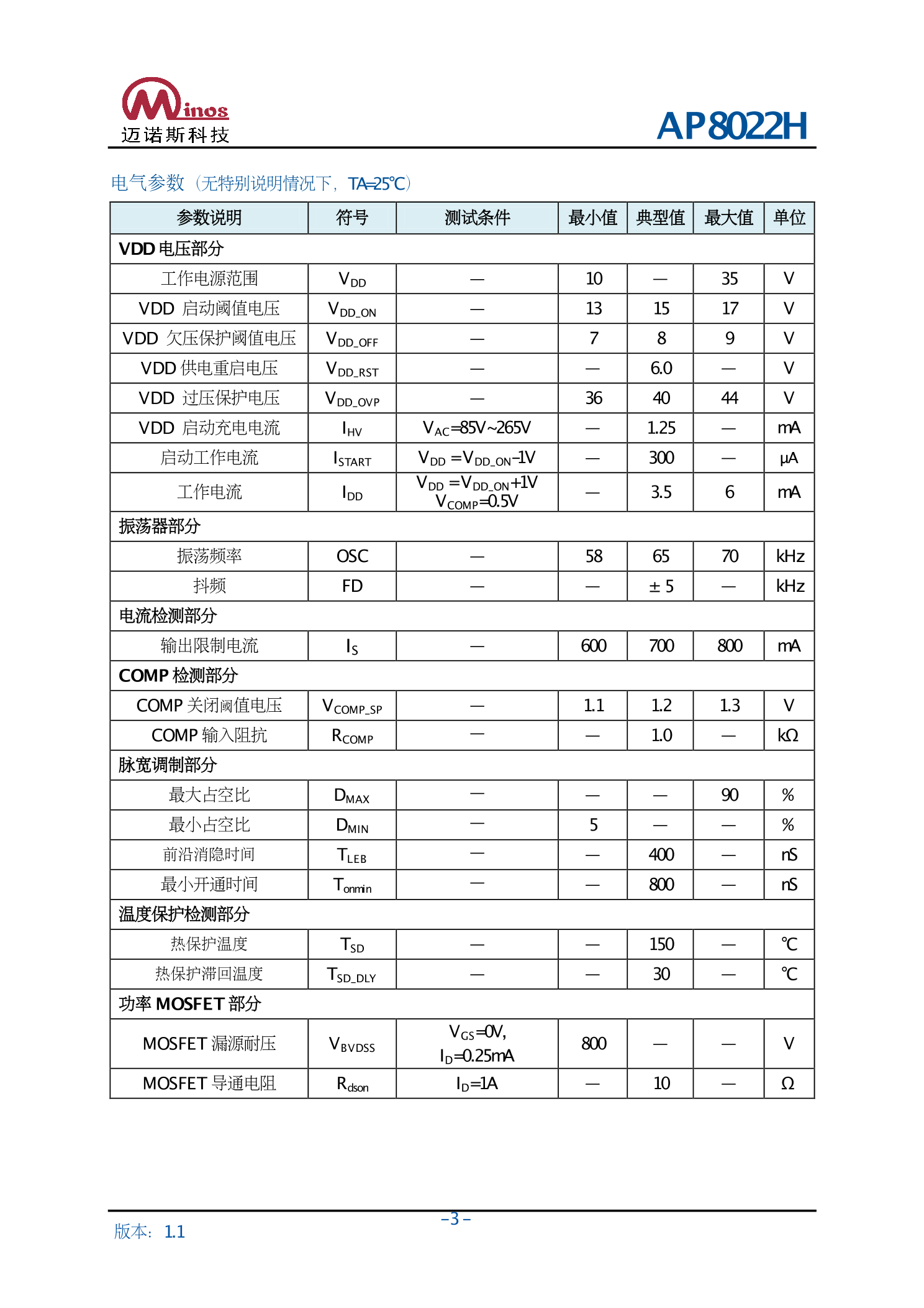 AP8022H_（minos(迈诺斯)）AP8022H中文资料_价格_PDF手册-立创电子商城