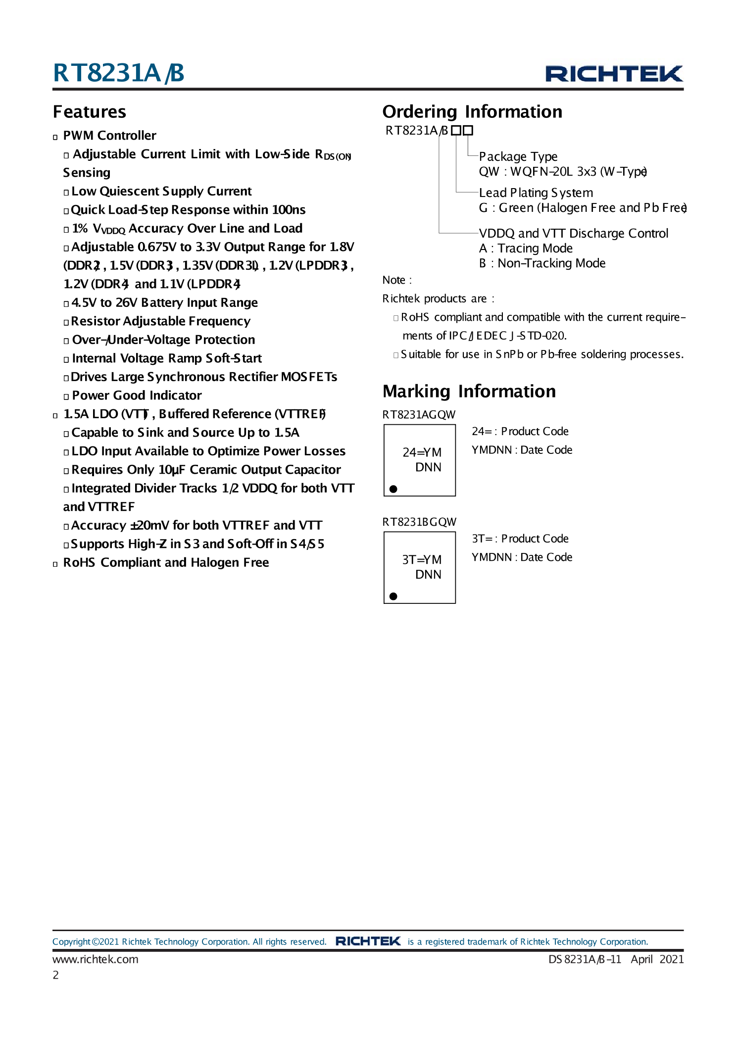 RT8231AGQW_（RICHTEK(立锜)）RT8231AGQW中文资料_价格_PDF手册-立创电子商城