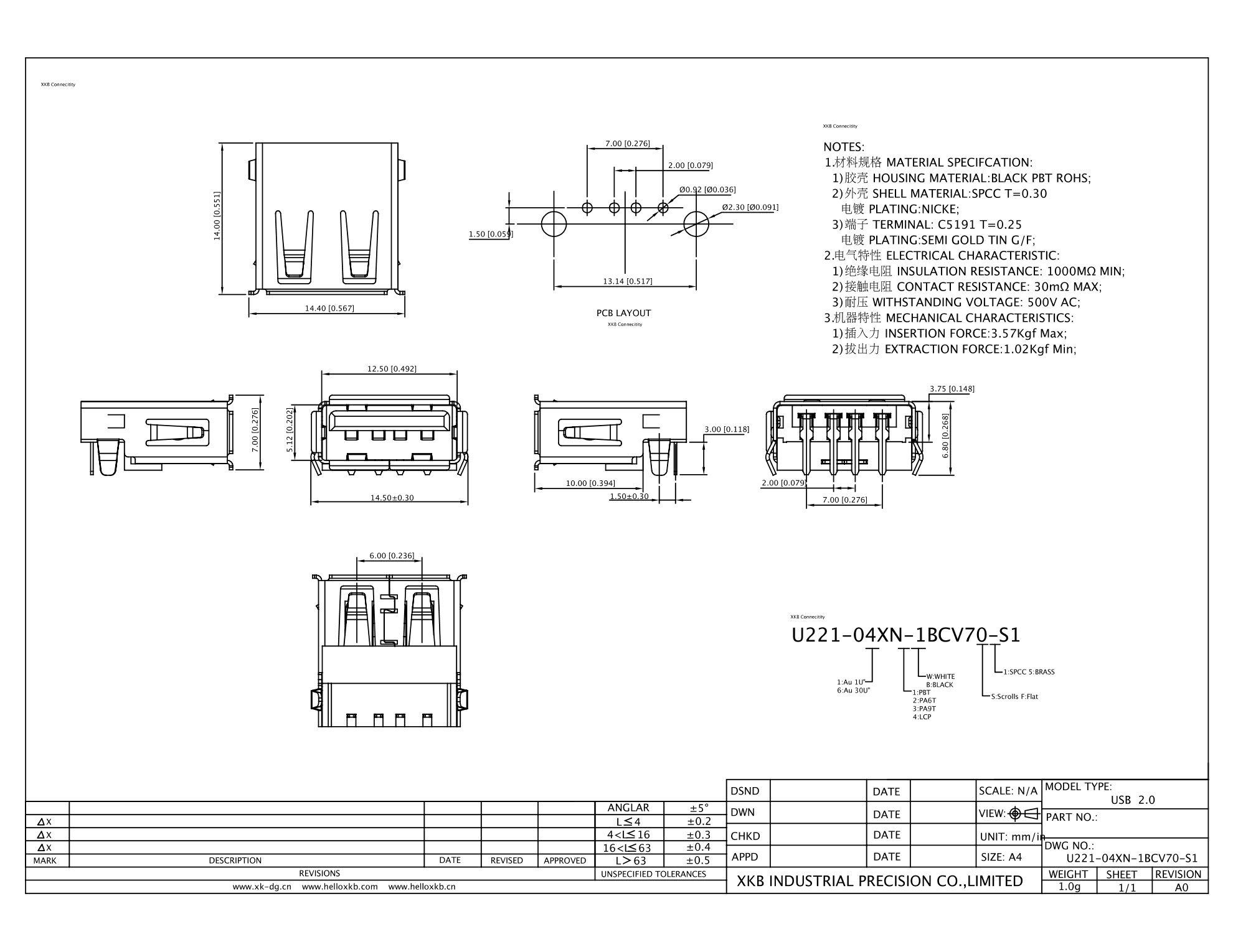 U221-041N-1BCV70-S1_（XKB Connectivity(中国星坤)）U221-041N-1BCV70-S1中文资料_价格 ...