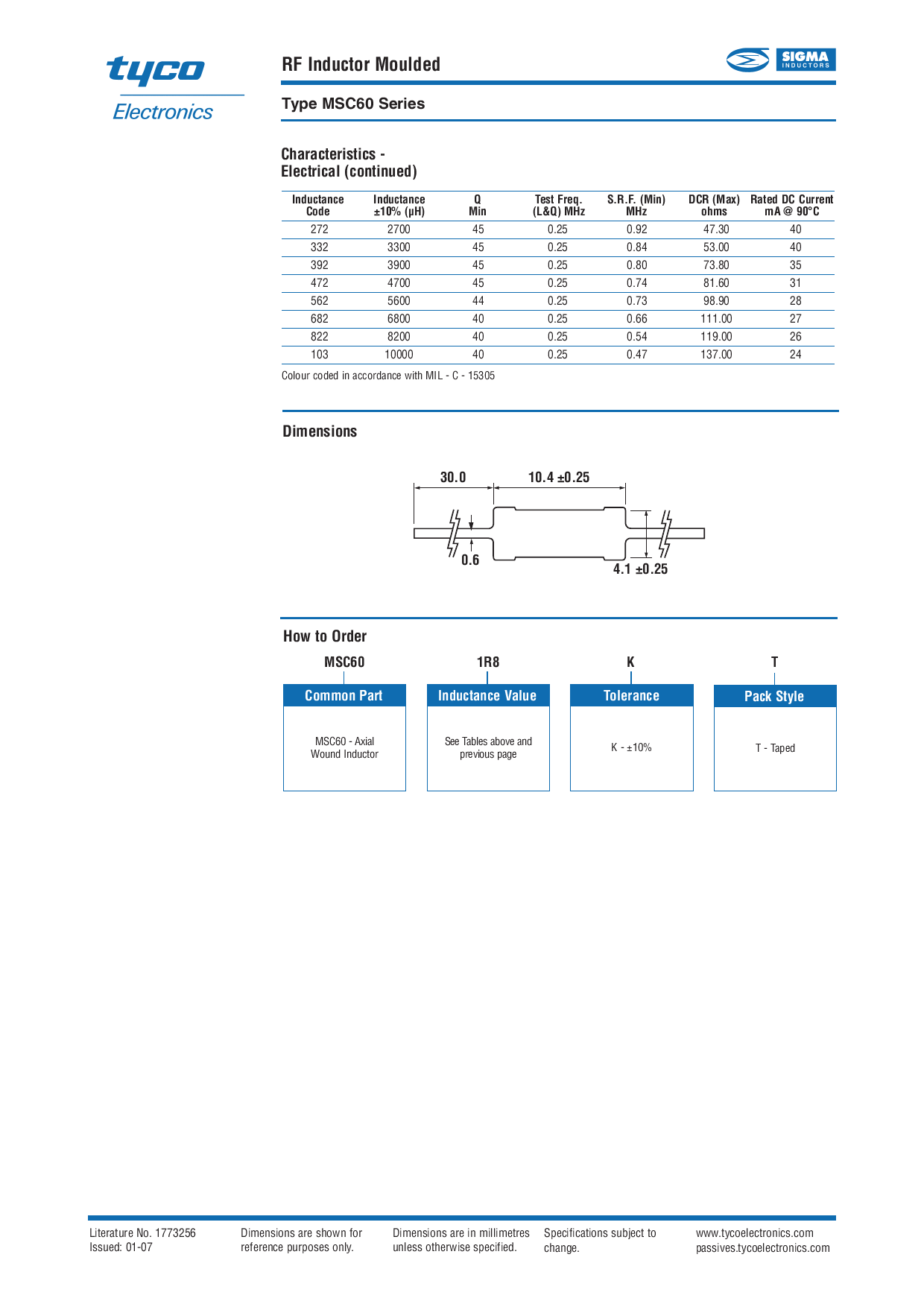 MSC60103KT_（TE Connectivity(美国泰科)）MSC60103KT中文资料_价格_PDF手册-立创电子商城