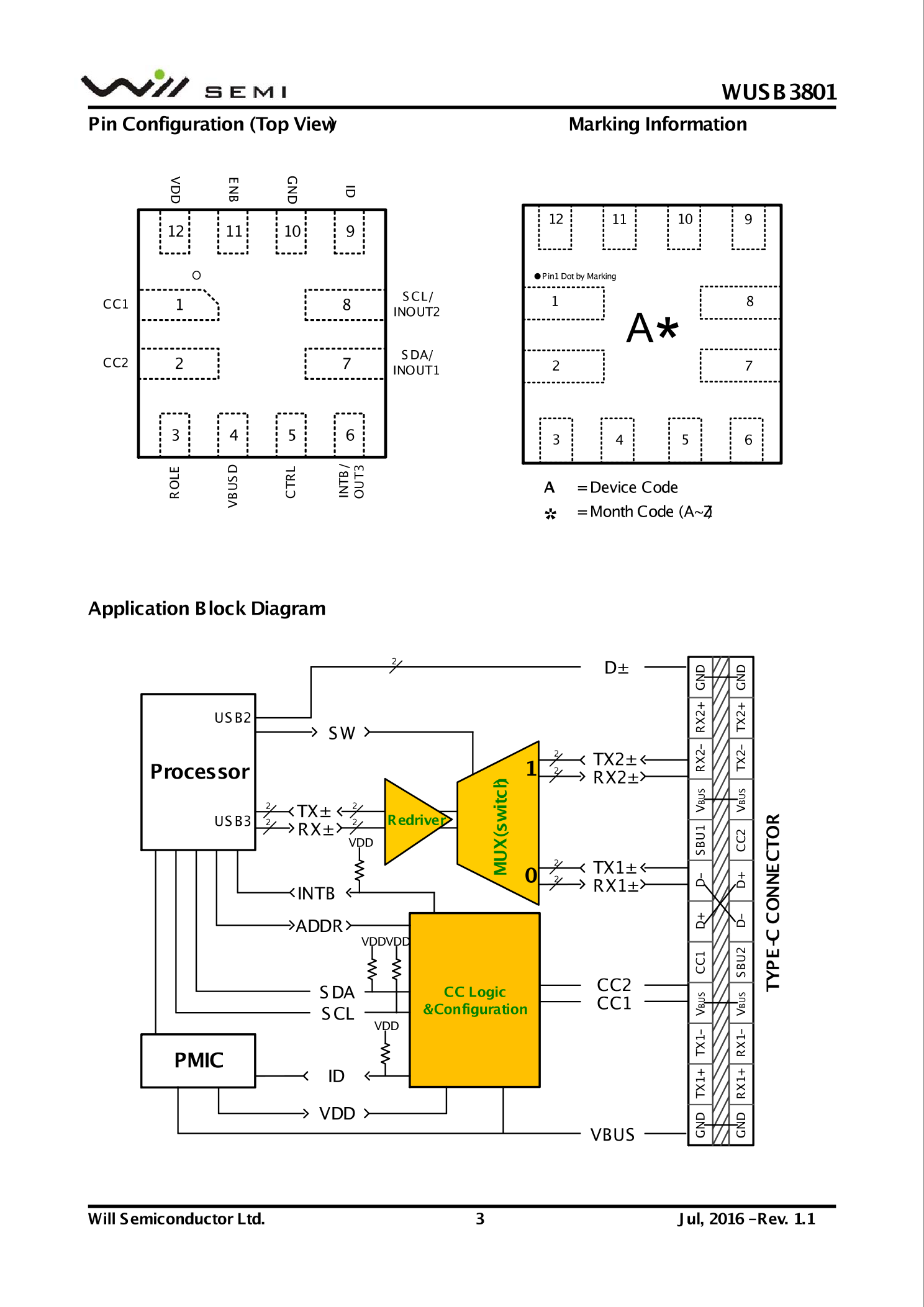 WUSB3801Q-12/TR_（WILLSEMI(韦尔)）WUSB3801Q-12/TR中文资料_价格_PDF手册-立创电子商城