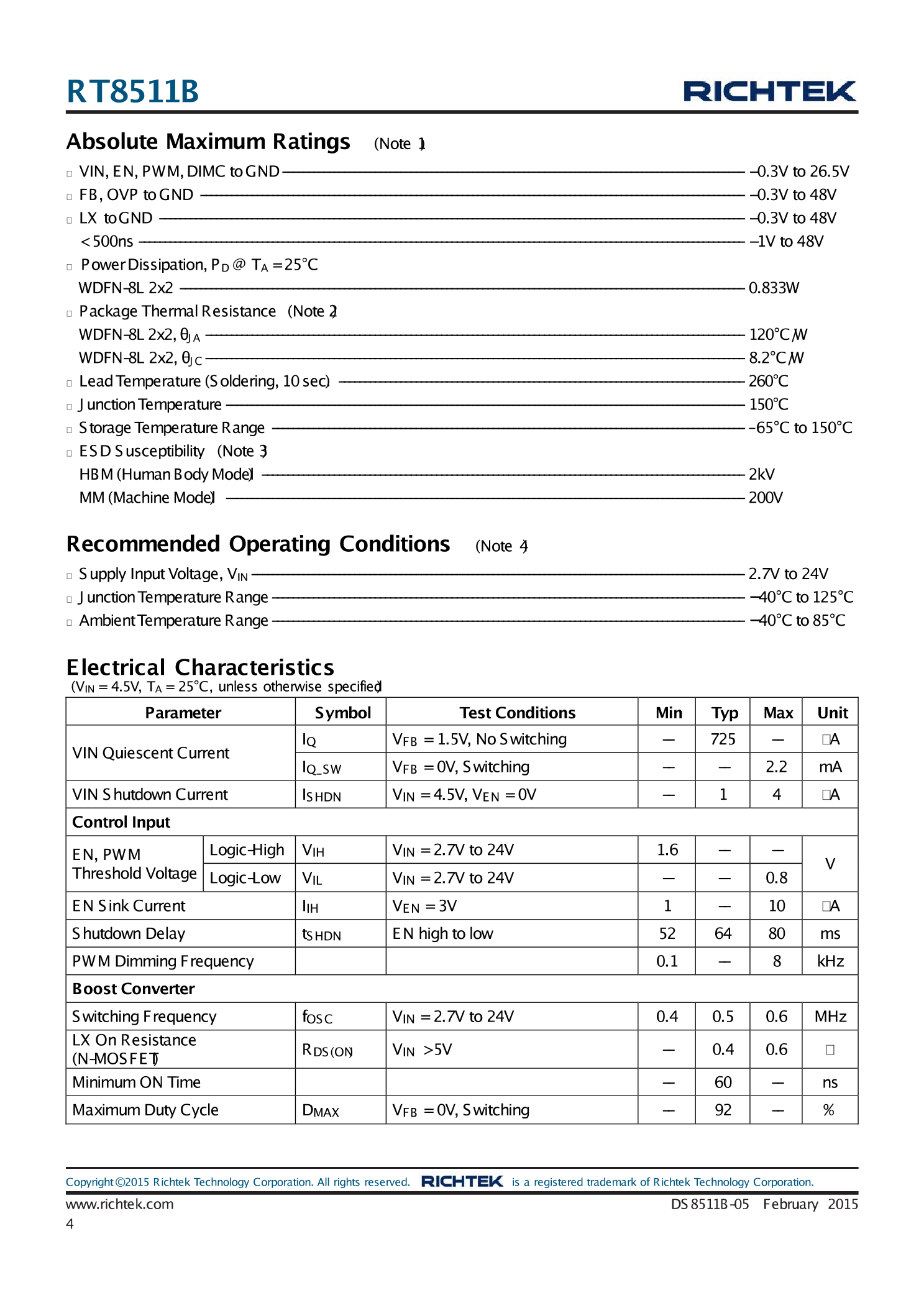 RT8511BGQW_（RICHTEK(立锜)）RT8511BGQW中文资料_价格_PDF手册-立创电子商城