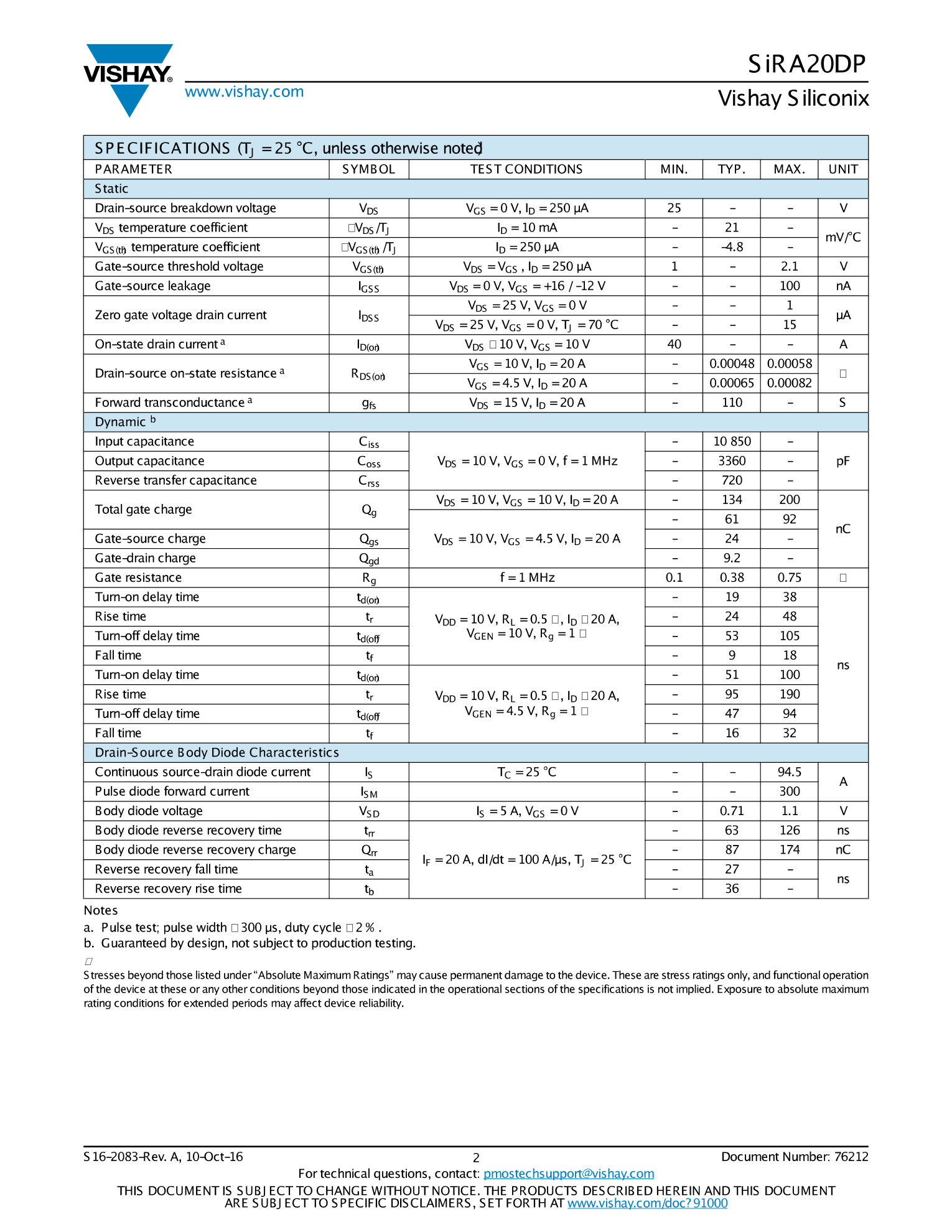SIRA20DP-T1-RE3_（VISHAY(威世)）SIRA20DP-T1-RE3中文资料_价格_PDF手册-立创电子商城