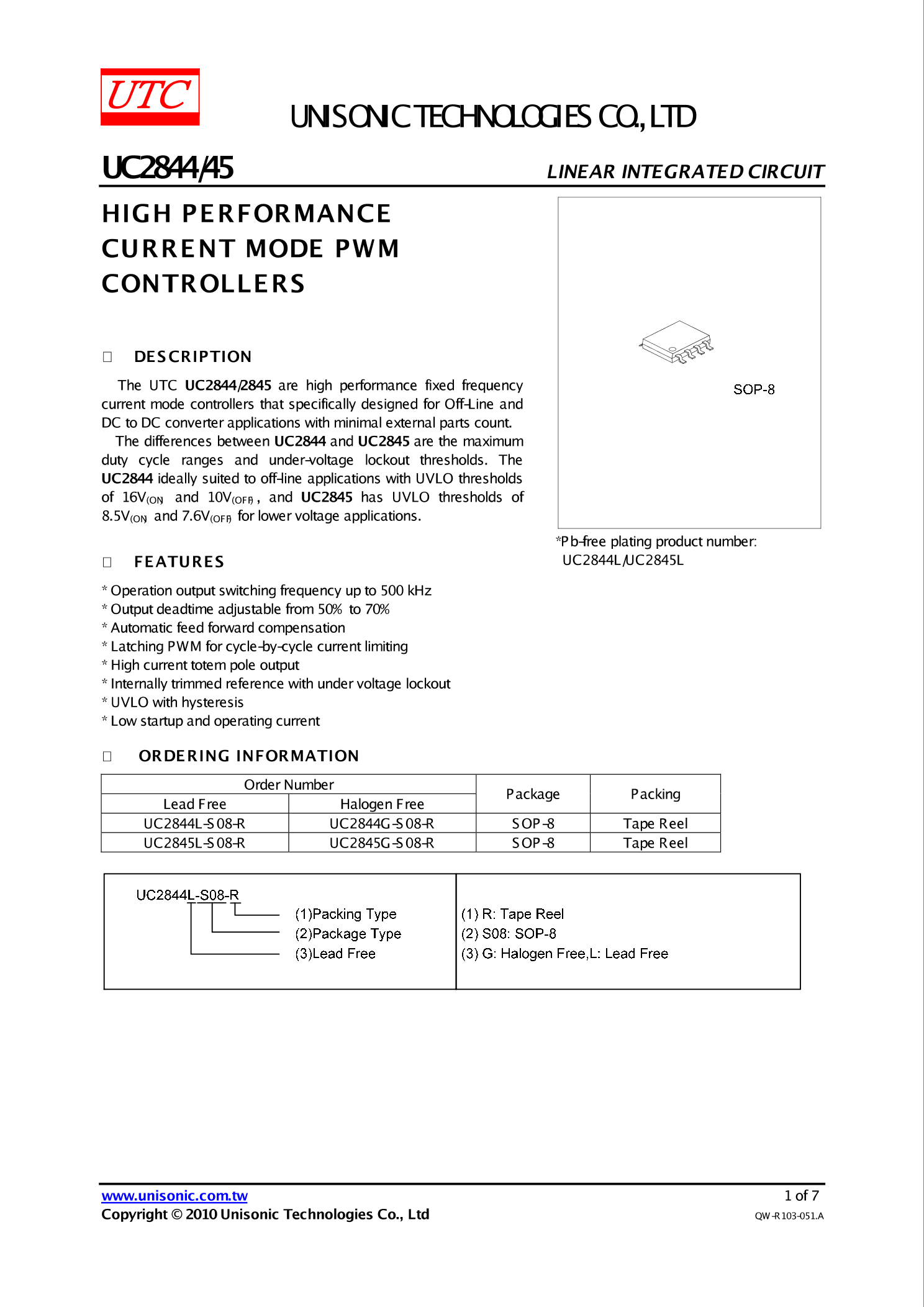 UC2844G-S08-R_（UTC(友顺)）UC2844G-S08-R中文资料_价格_PDF手册-立创电子商城