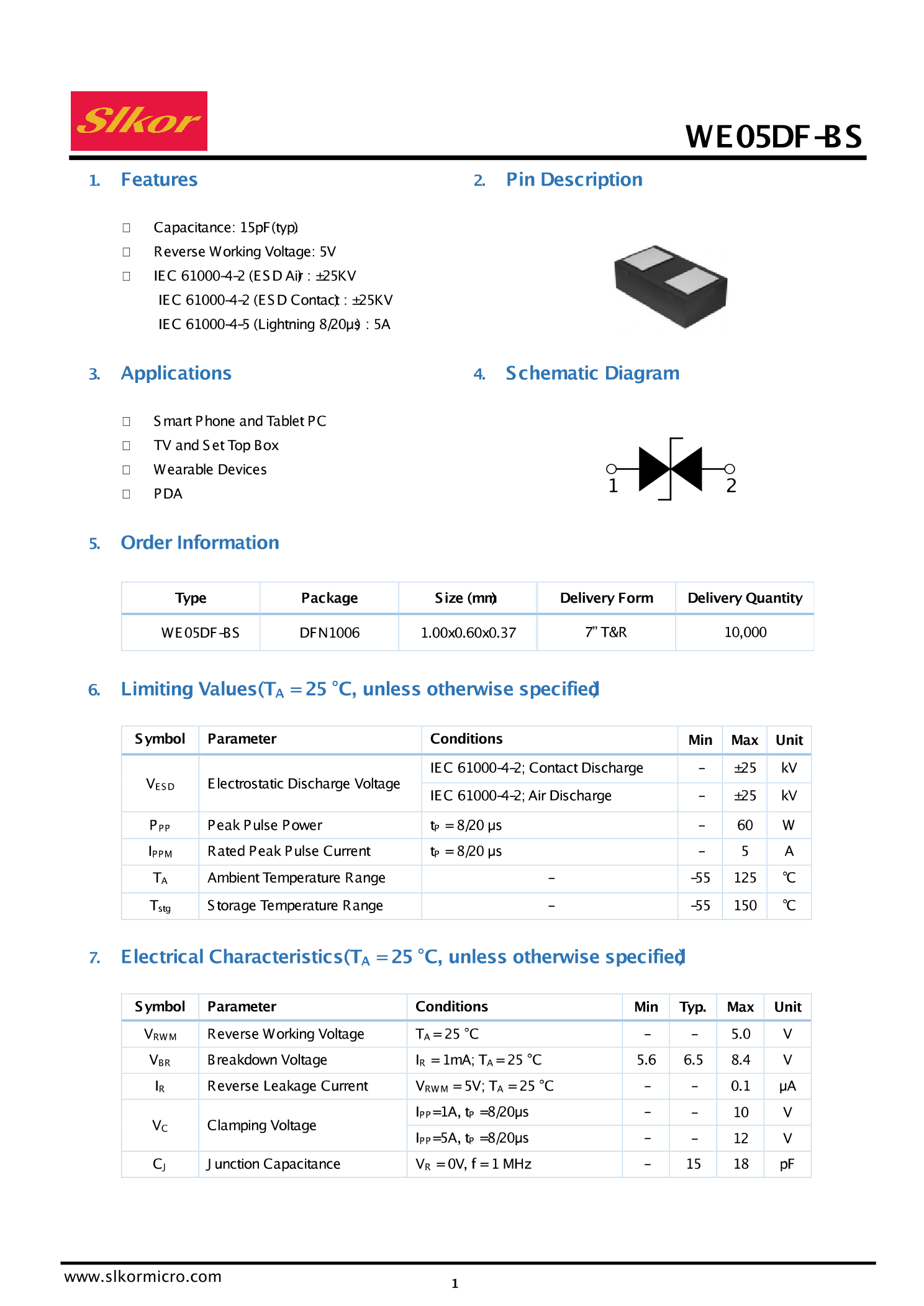 WE05DF-BS_（Slkor(萨科微)）WE05DF-BS中文资料_价格_PDF手册-立创电子商城