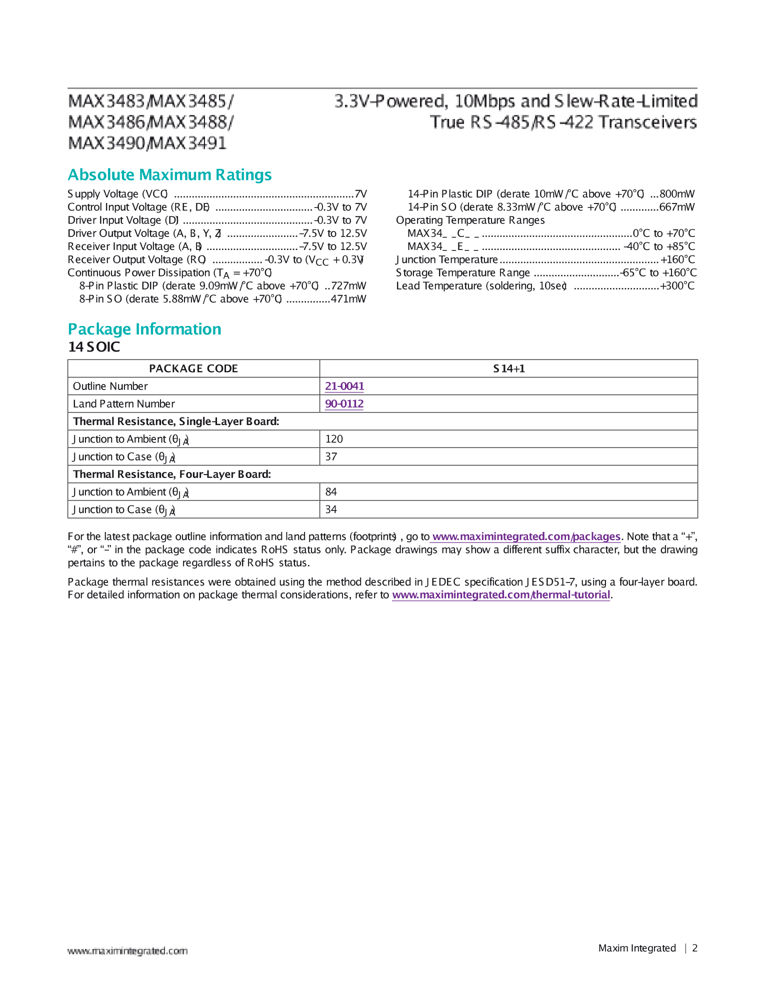 MAX3491ESD+_（MAXIM(美信)）MAX3491ESD+中文资料_价格_PDF手册-立创电子商城