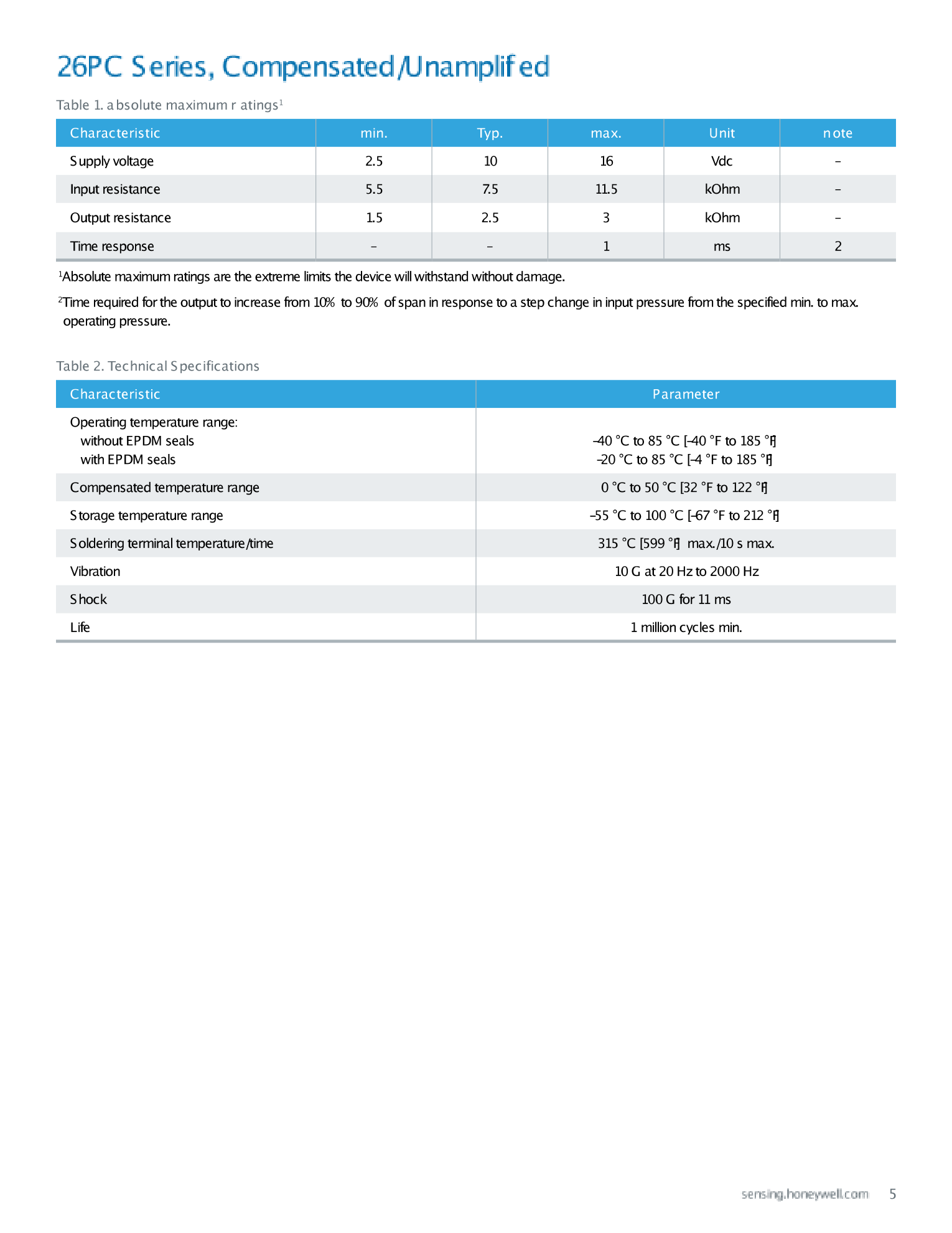 26PCFFA6G_（Honeywell(霍尼韦尔)）26PCFFA6G中文资料_价格_PDF手册-立创电子商城
