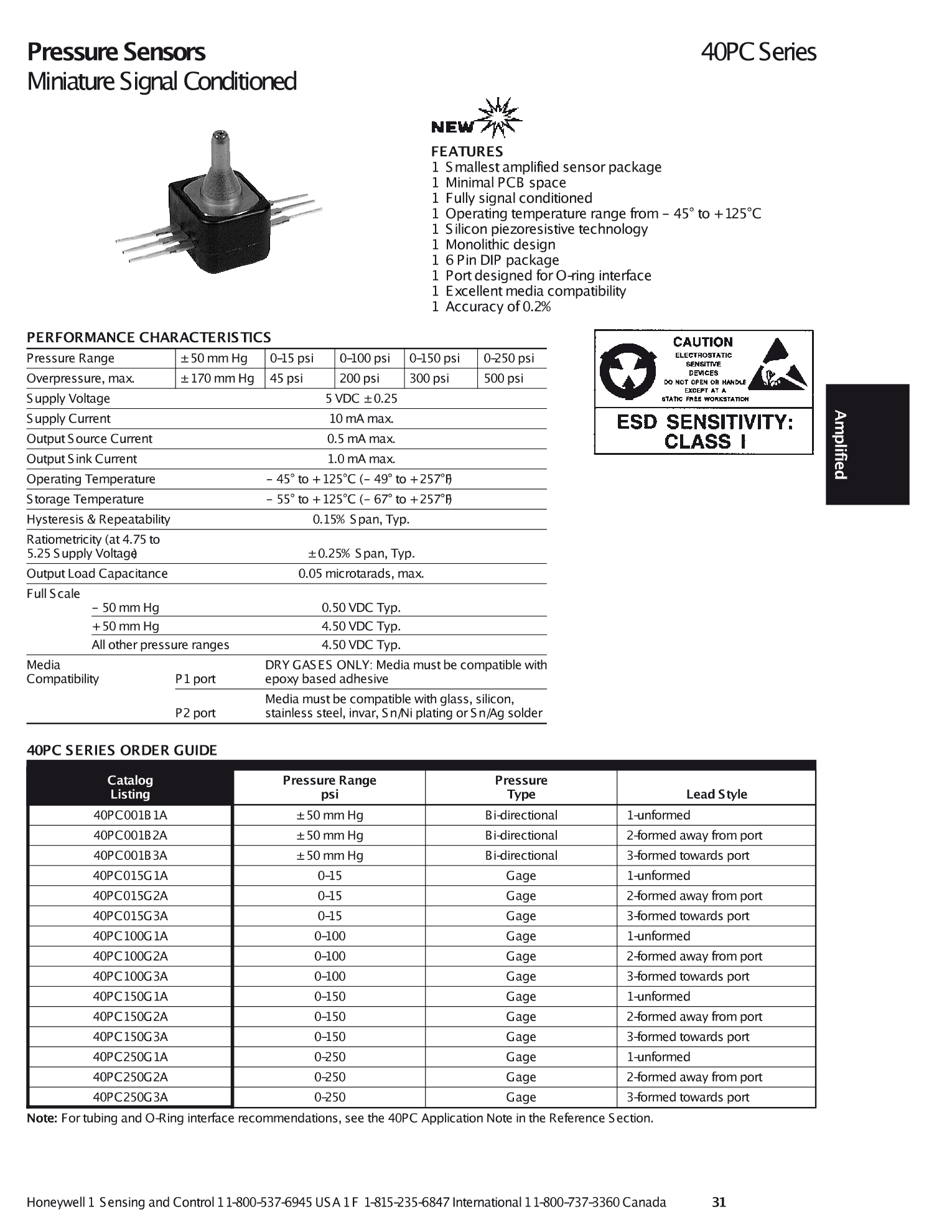 40PC100G2A_（Honeywell(霍尼韦尔)）40PC100G2A中文资料_价格_PDF手册-立创电子商城