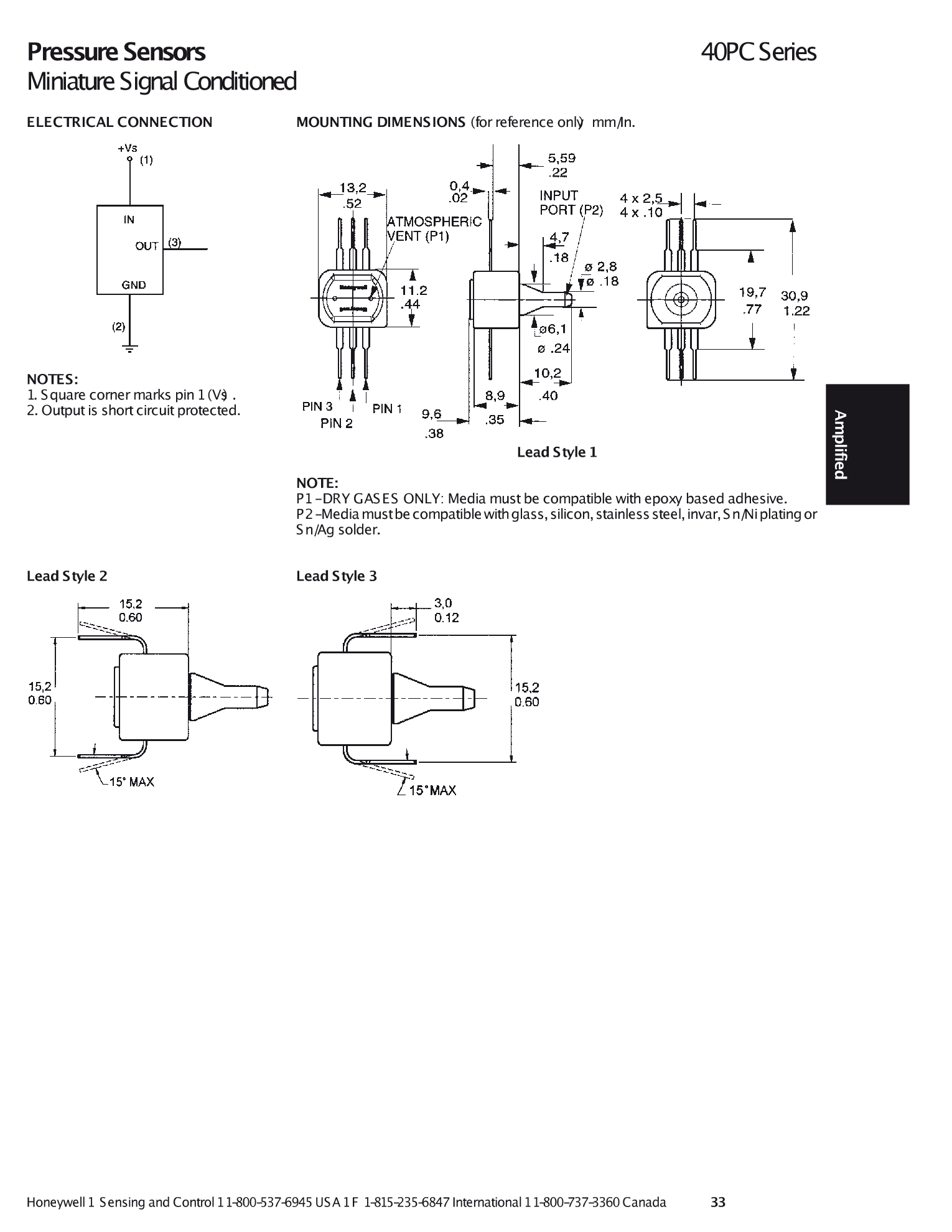 40PC100G2A_（Honeywell(霍尼韦尔)）40PC100G2A中文资料_价格_PDF手册-立创电子商城