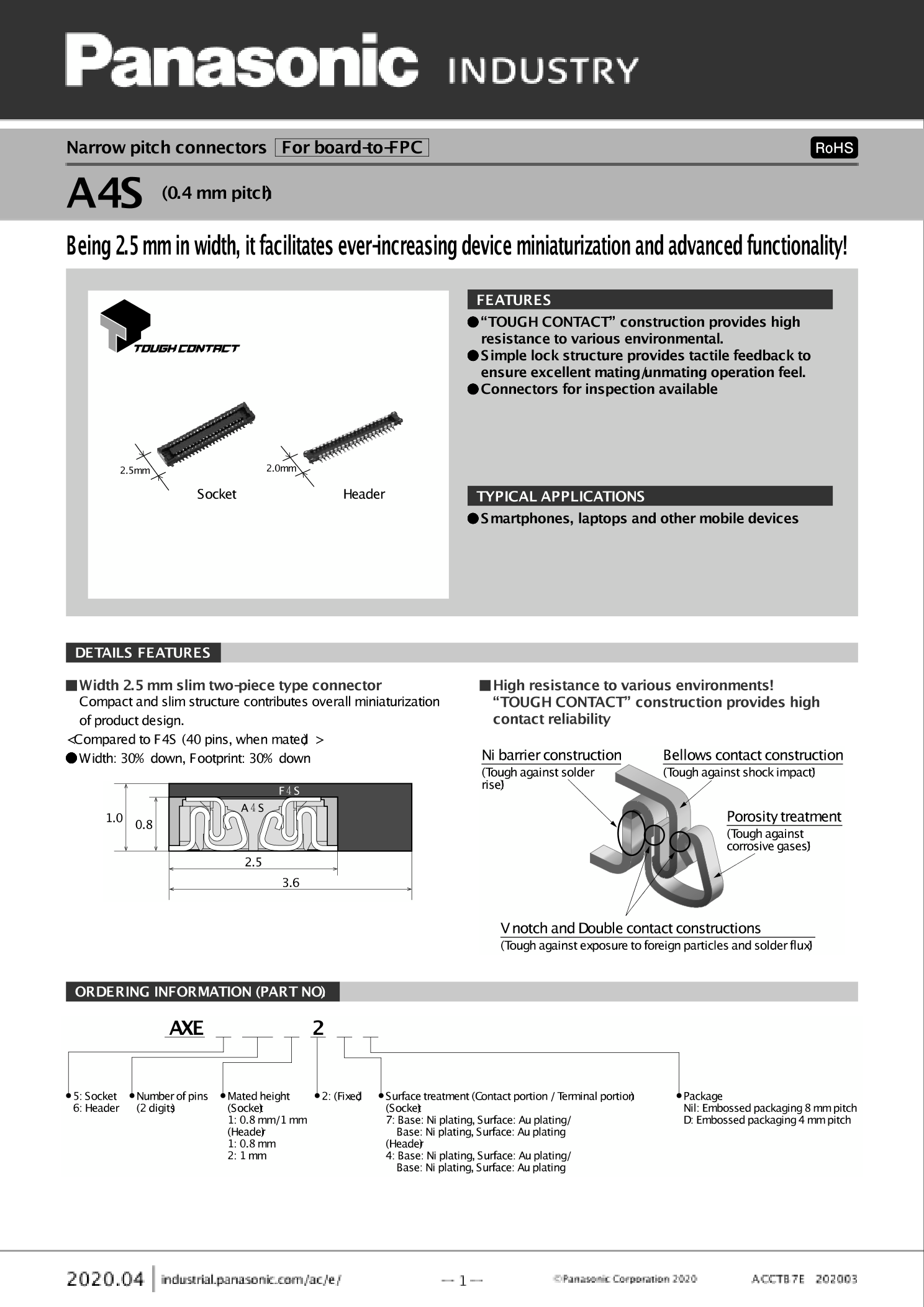 AXE540127D_（PANASONIC(松下)）AXE540127D中文资料_价格_PDF手册-立创电子商城