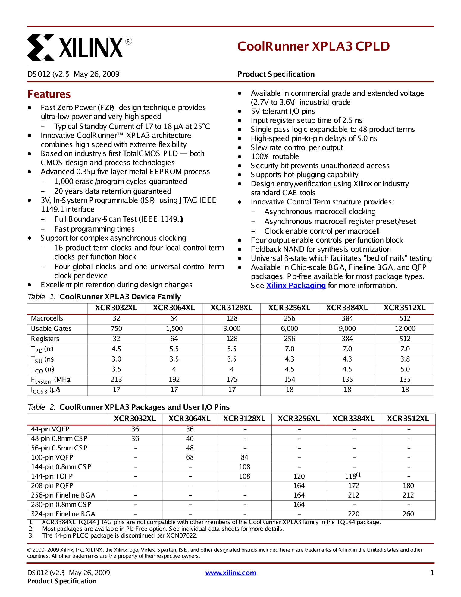 XCR3256XL-10TQG144I_（XILINX(赛灵思)）XCR3256XL-10TQG144I中文资料_价格_PDF手册-立创电子商城