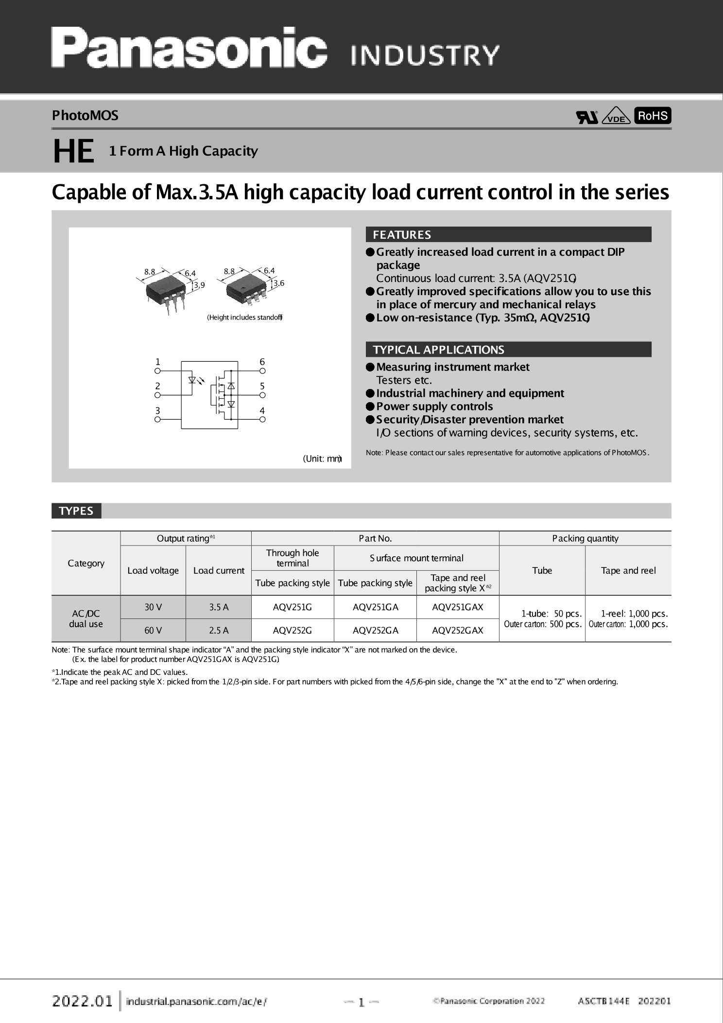 AQV251G_（PANASONIC(松下)）AQV251G中文资料_价格_PDF手册-立创电子商城