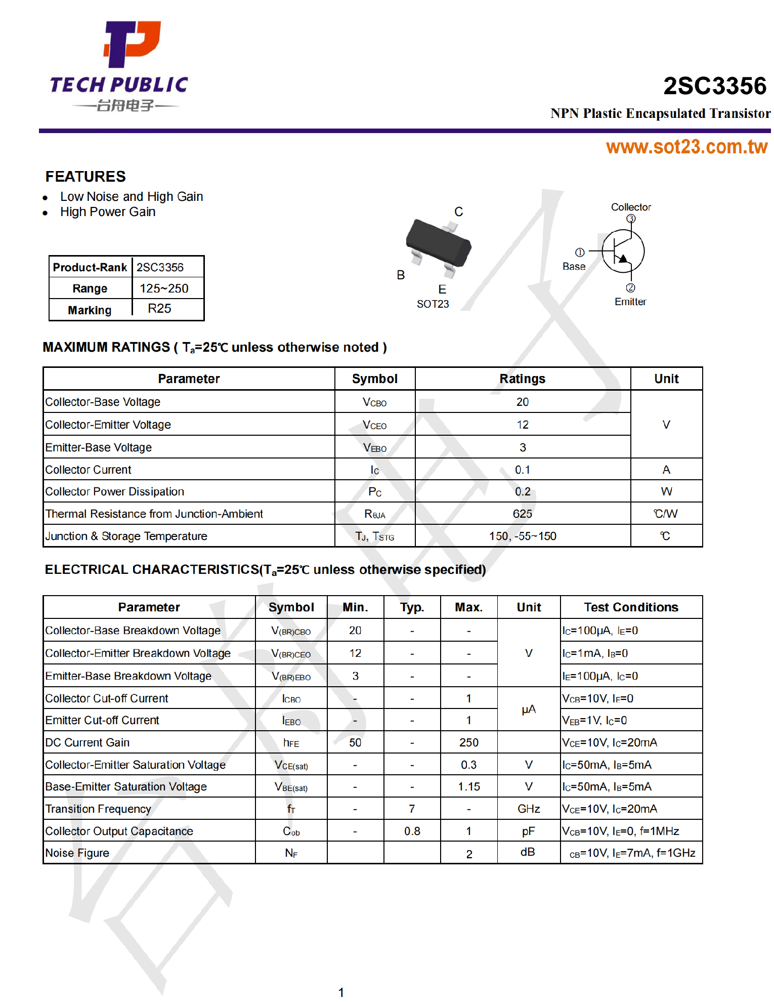 2SC3356_（TECH PUBLIC(台舟)）2SC3356中文资料_价格_PDF手册-立创电子商城