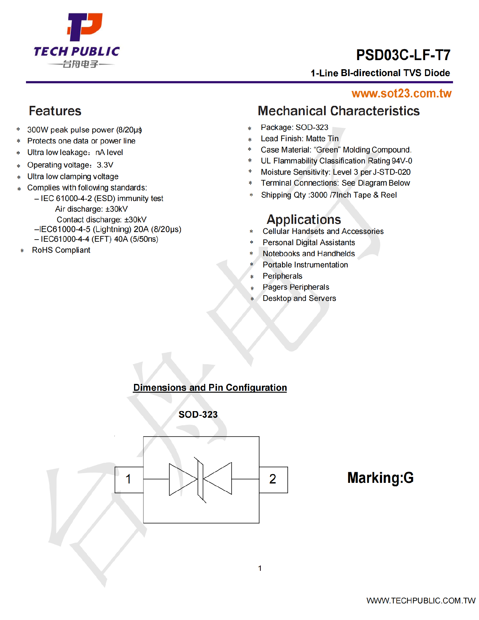 PSD03C-LF-T7_（TECH PUBLIC(台舟)）PSD03C-LF-T7中文资料_价格_PDF手册-立创电子商城