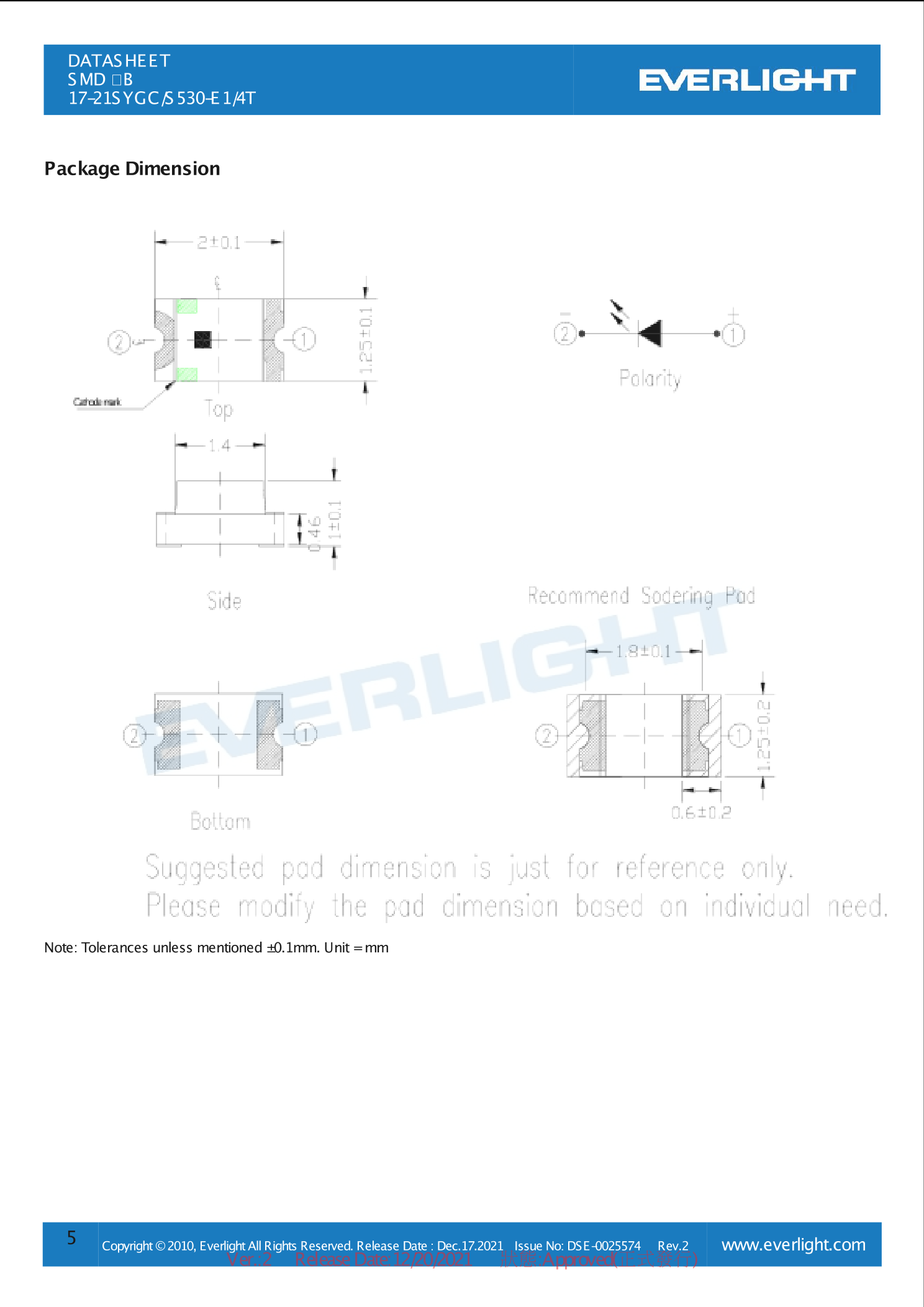 17 21sygc S530 E1 4t (everlight 亿光 )17 21sygc S530 E1 4t中文资料 价格 Pdf手册 立