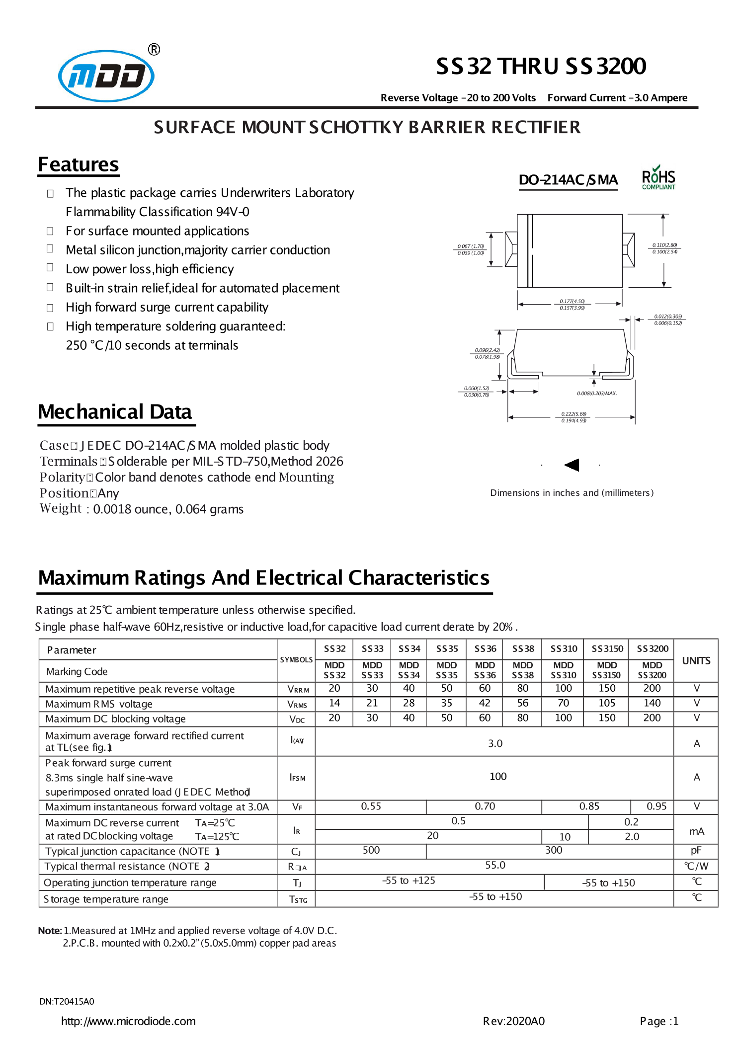 SS34_（MDD）SS34中文资料_价格_PDF手册-立创电子商城
