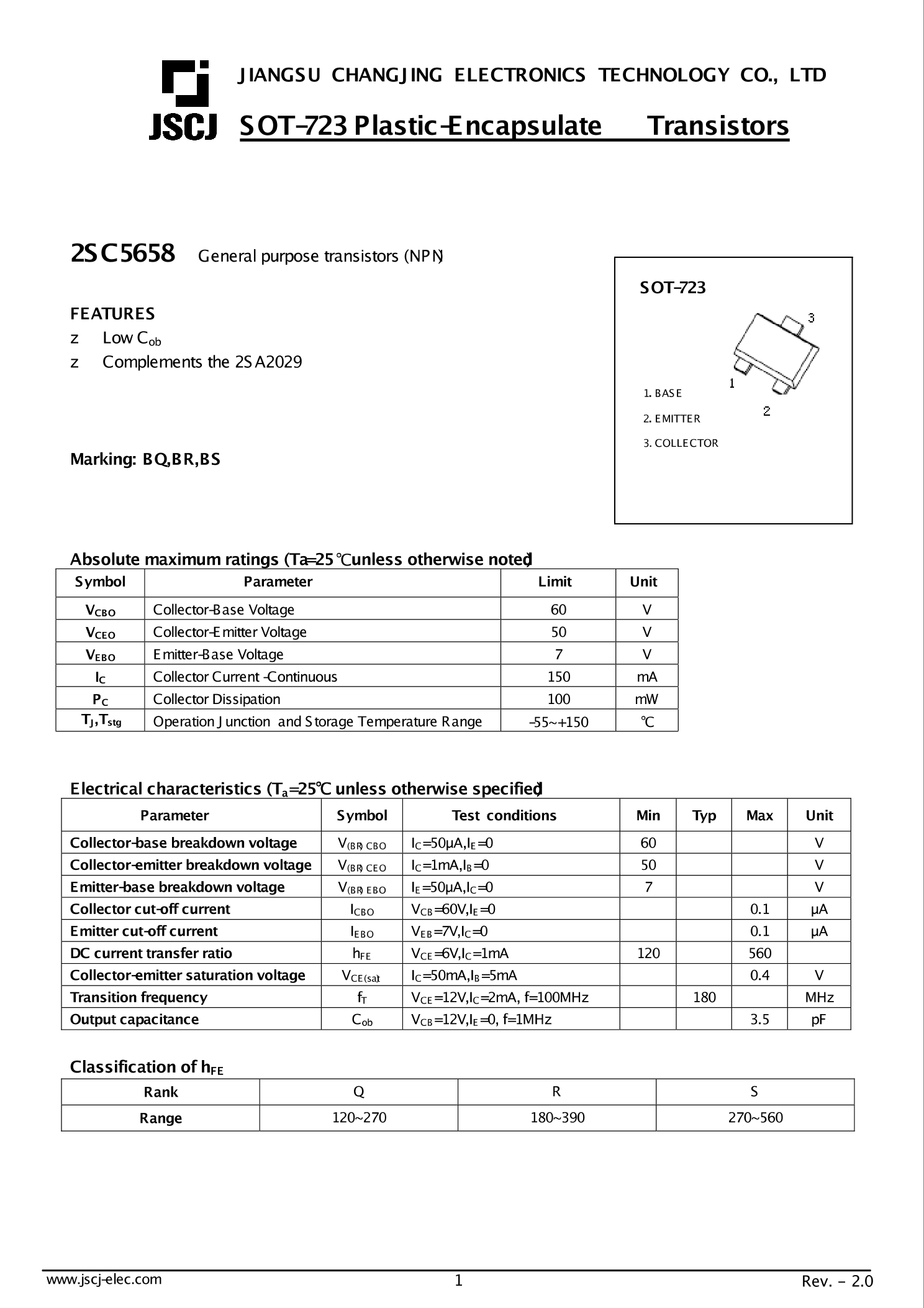 2SC5658_（CJ(江苏长电/长晶)）2SC5658中文资料_价格_PDF手册-立创电子商城