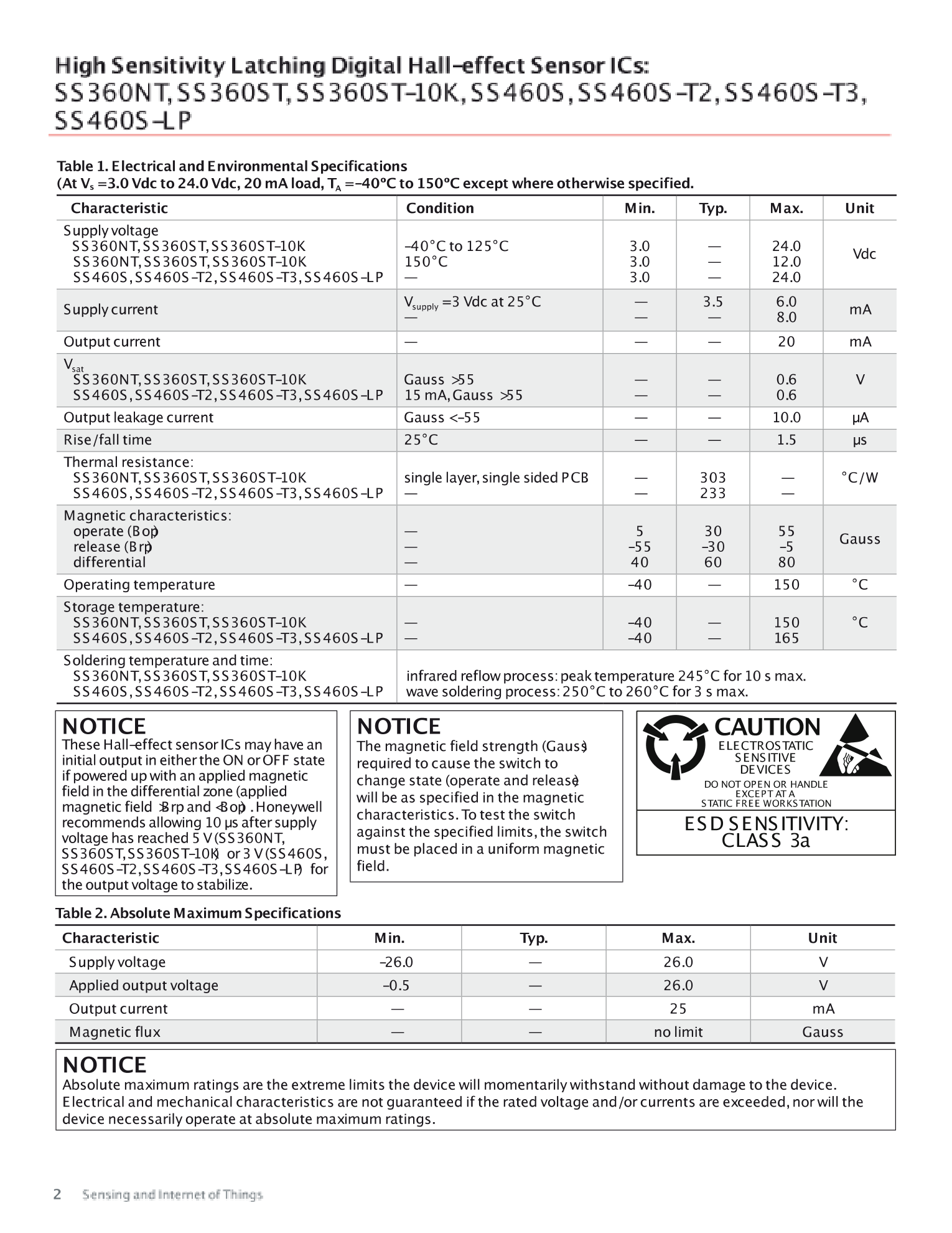 SS460S-T3_（Honeywell(霍尼韦尔)）SS460S-T3中文资料_价格_PDF手册-立创电子商城