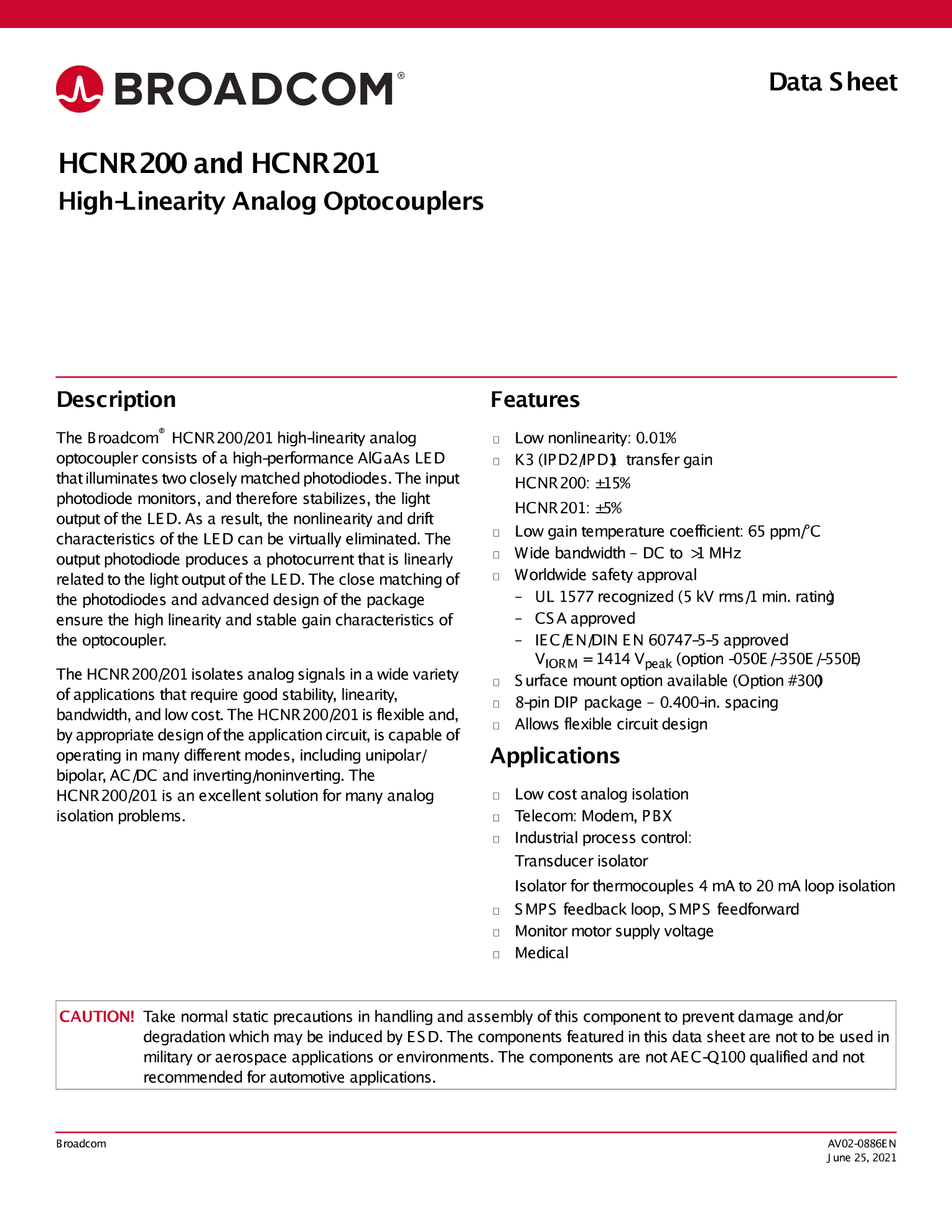 HCNR200-000E_（Broadcom/AVAGO(安华高)）HCNR200-000E中文资料_价格_PDF手册-立创电子商城